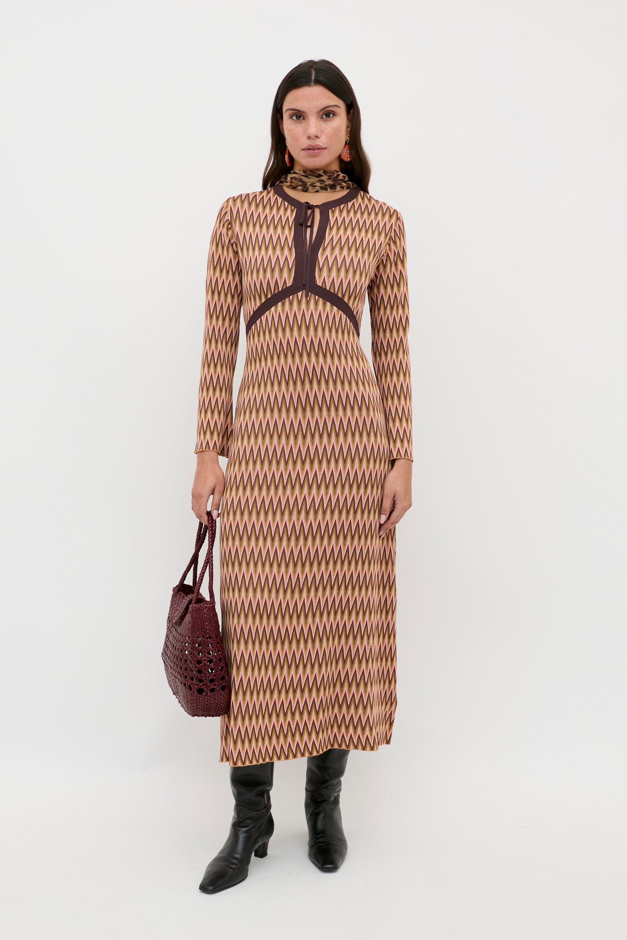 Pamela Knitted Dress in Maeve Jacquard Multi | RIXO ⋆