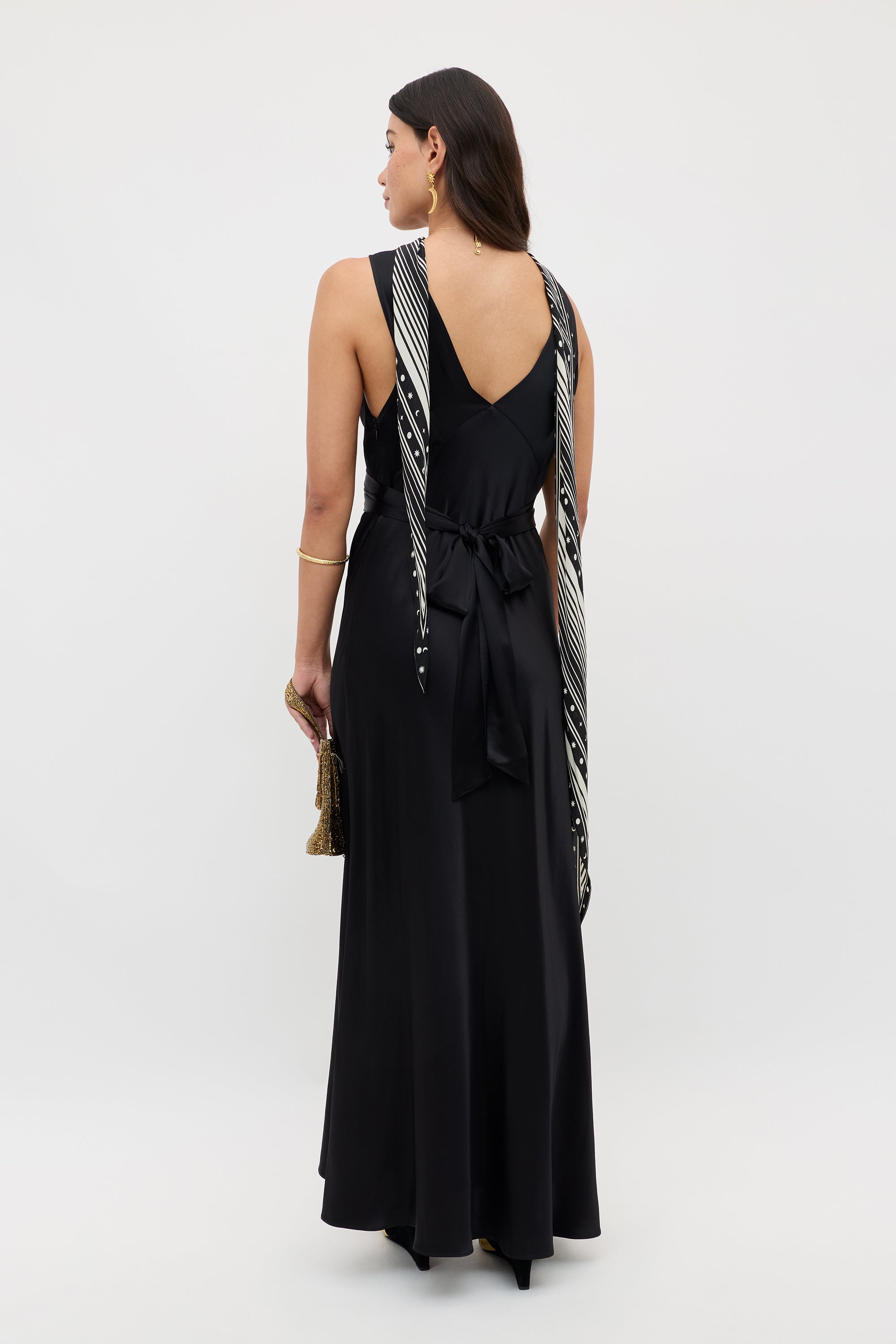 Evalise Satin Dress in Black