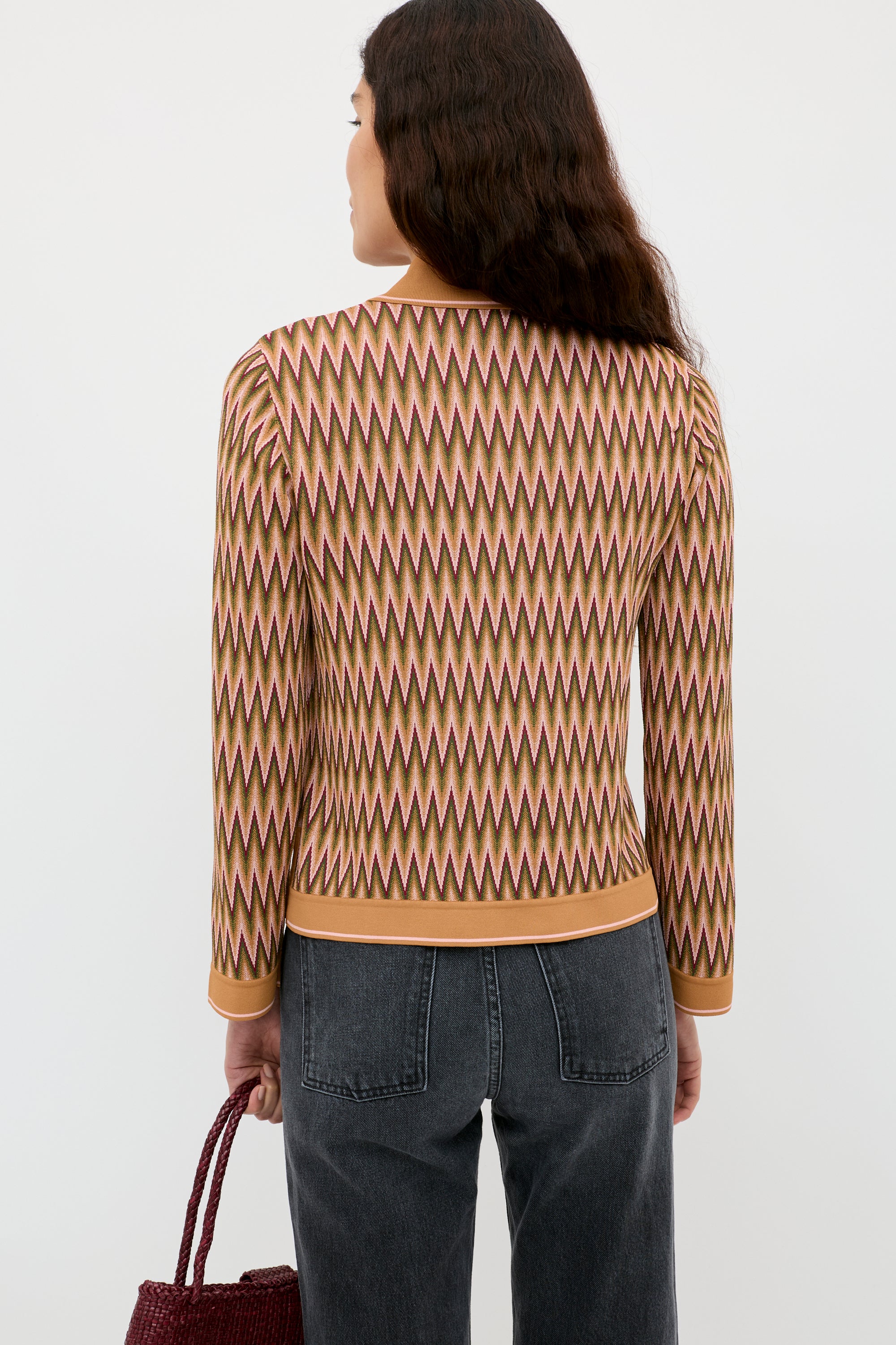 Quinley Knitted Cardigan in Brown Maeve Jacquard Multi | RIXO ⋆