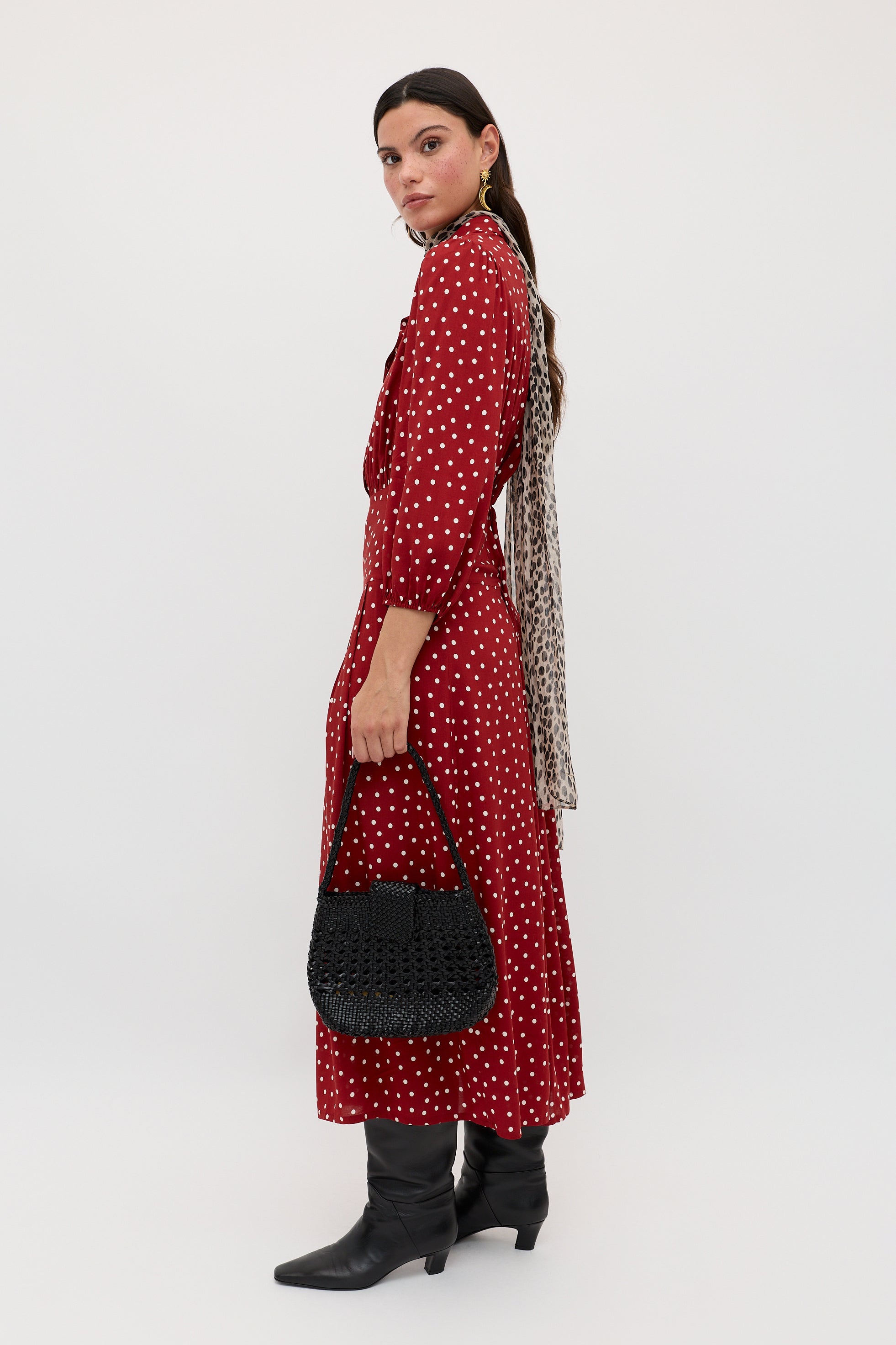 Izzy Shirt Dress in Layla Dot Red | RIXO ⋆