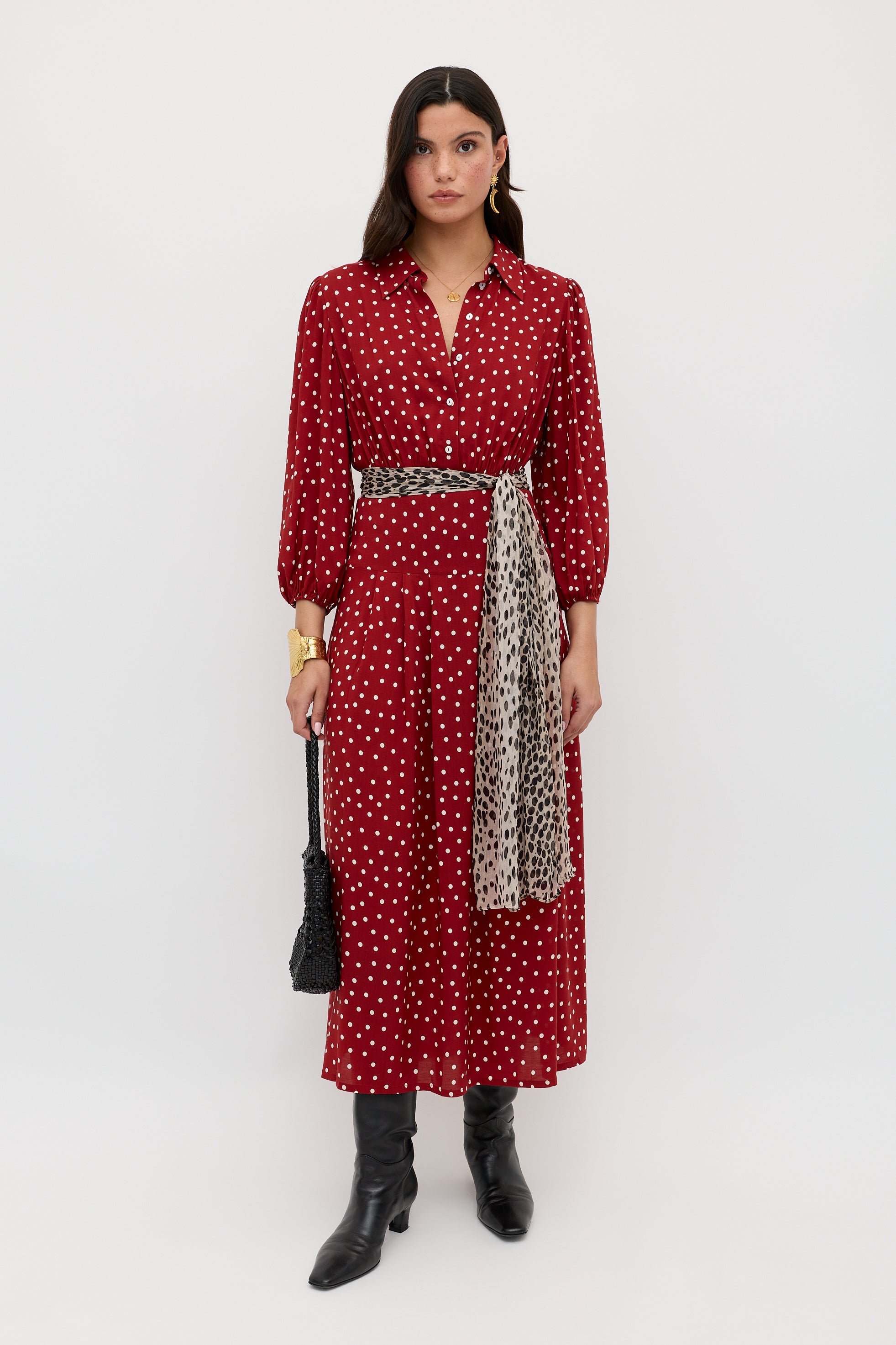Izzy Shirt Dress in Layla Dot Red | RIXO ⋆