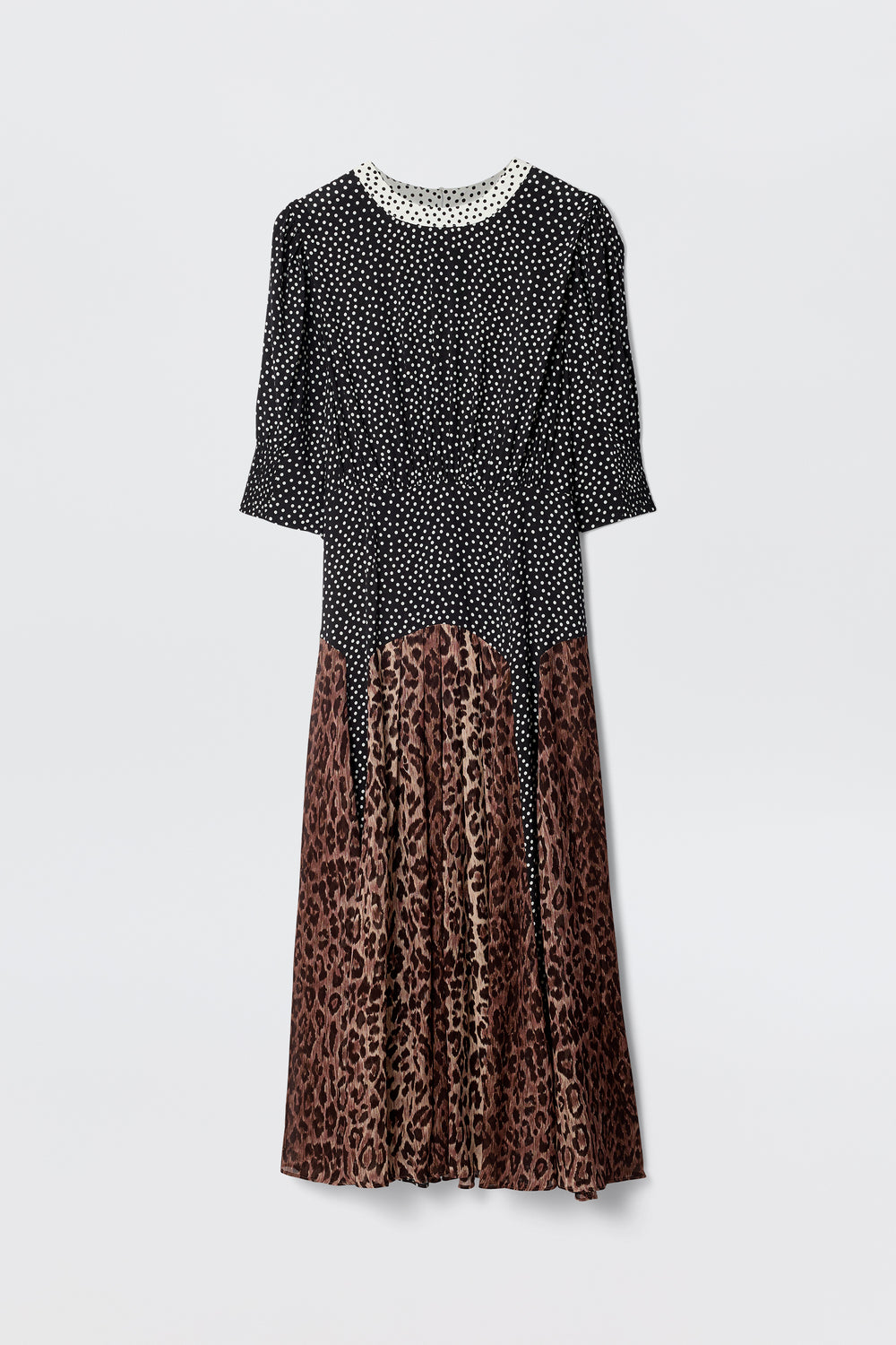 Meg Leopard Midi Dress in Black Leopard Polka Dot