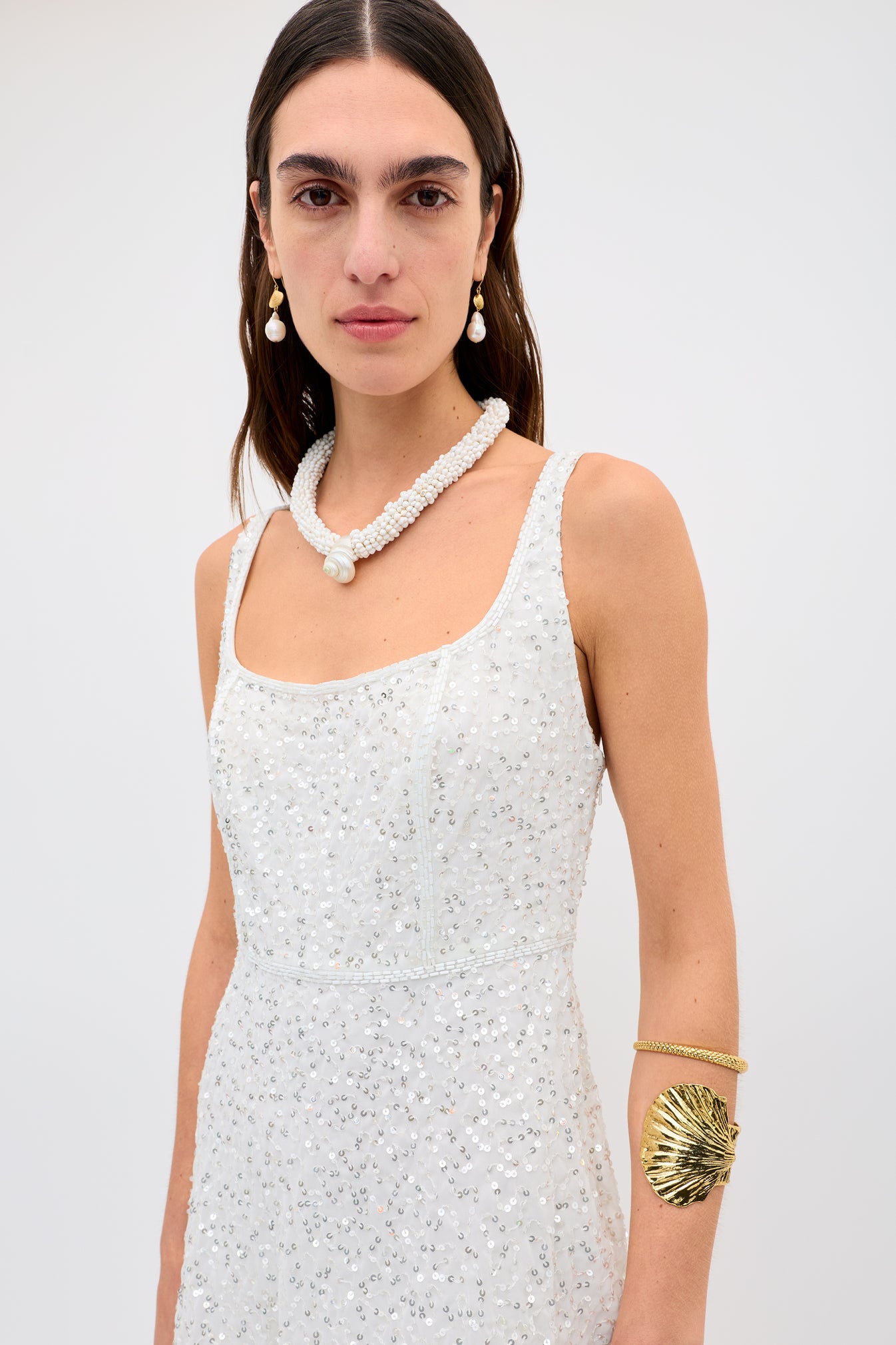 Ronan Mini Dress in Squiggle Sequin Ivory