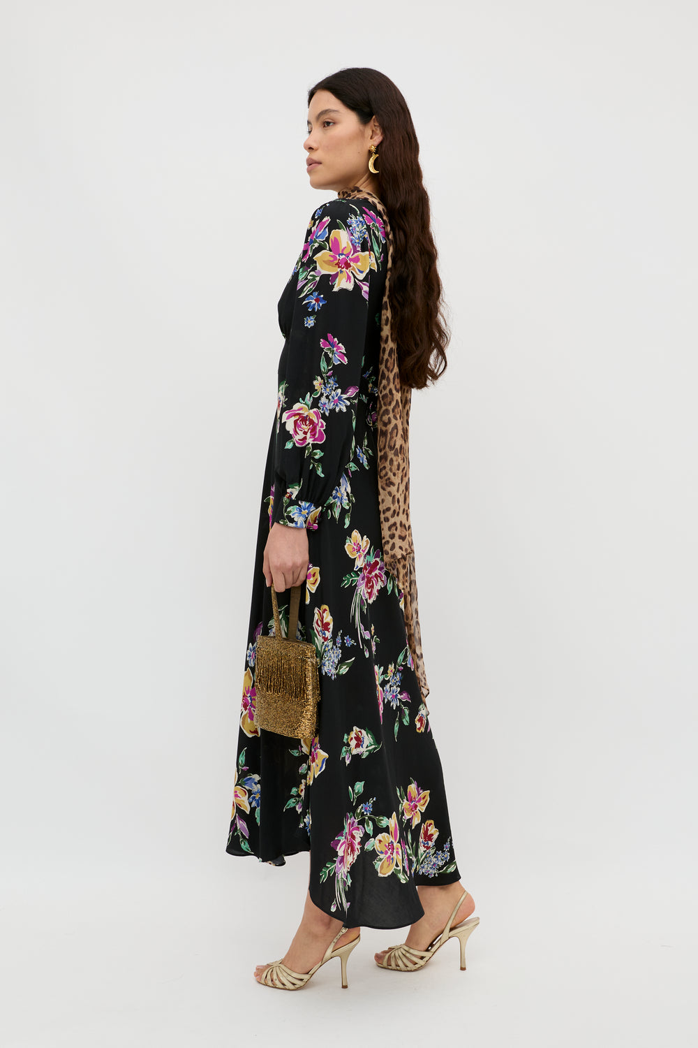 Trula Midi Dress in Vintage Bloom Black | RIXO ⋆
