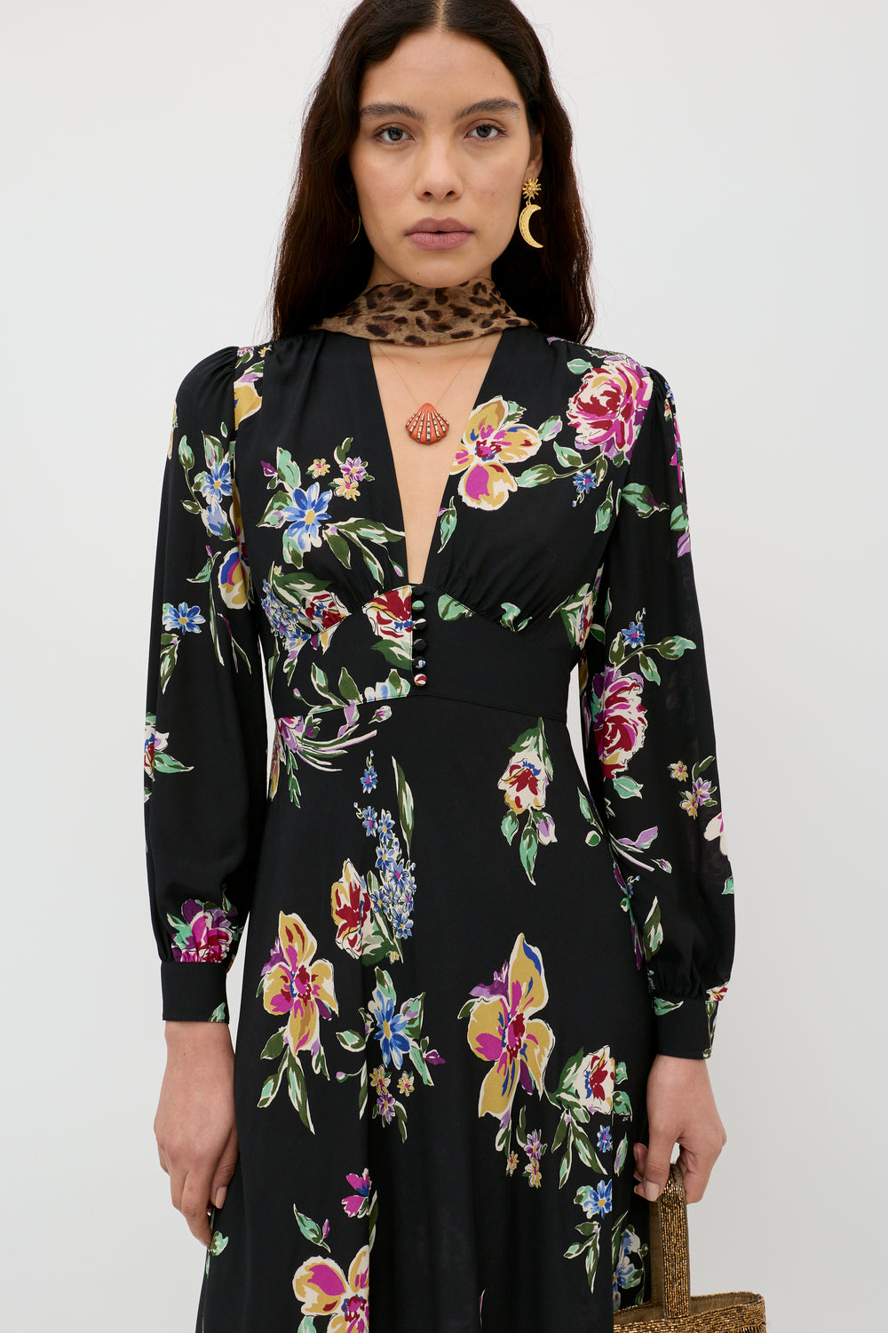 Trula Midi Dress in Vintage Bloom Black | RIXO ⋆