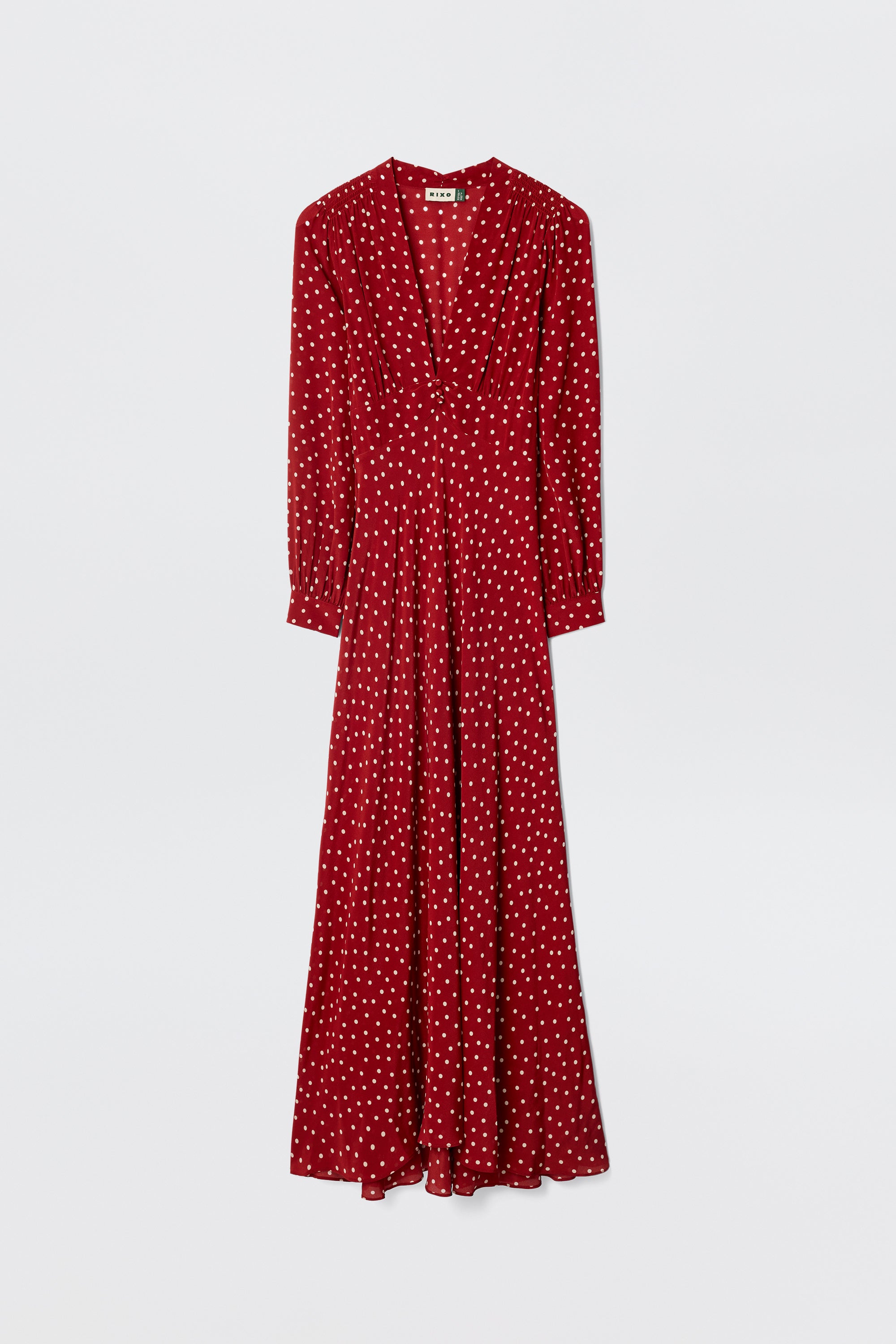 Emory Silk Gown in Layla Dot Red