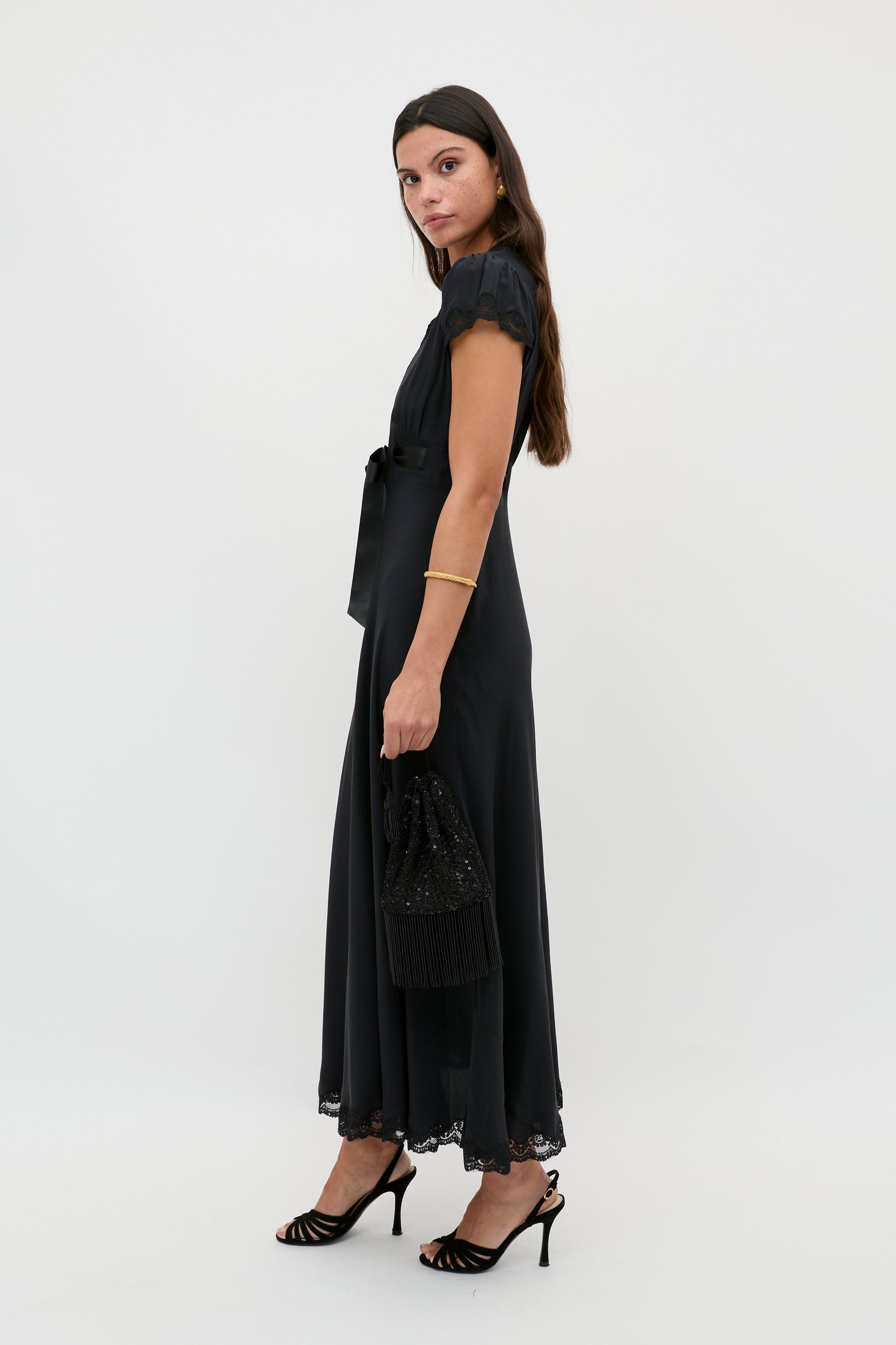 Marlice Silk Midi Dress in Black | RIXO ⋆