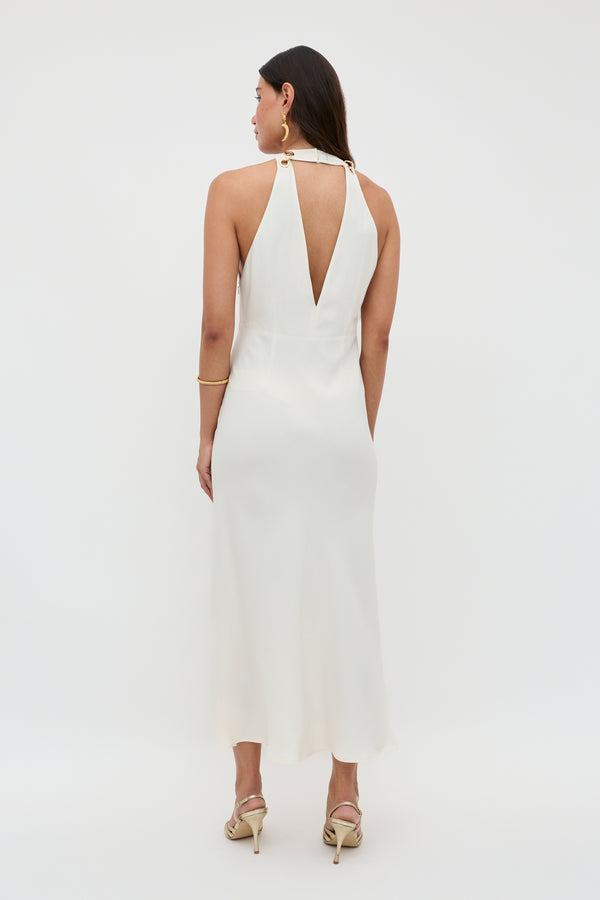 Eleanora Midi Dress in Ivory Pearl