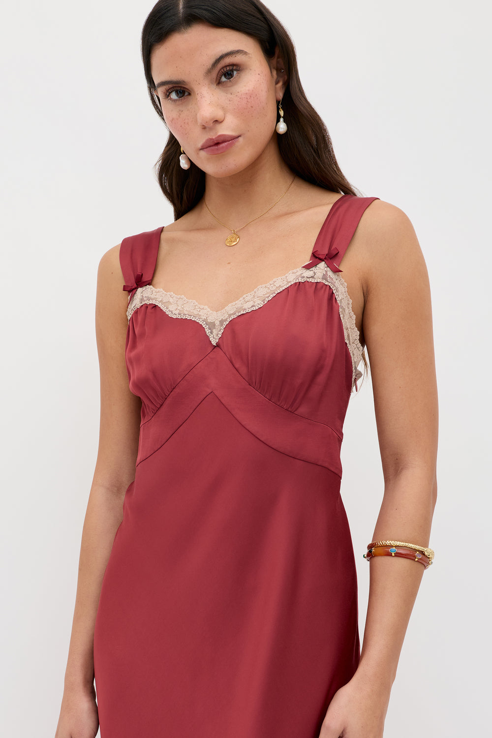 Lucie Satin Midi Dress in Red Rose | RIXO USA ⋆