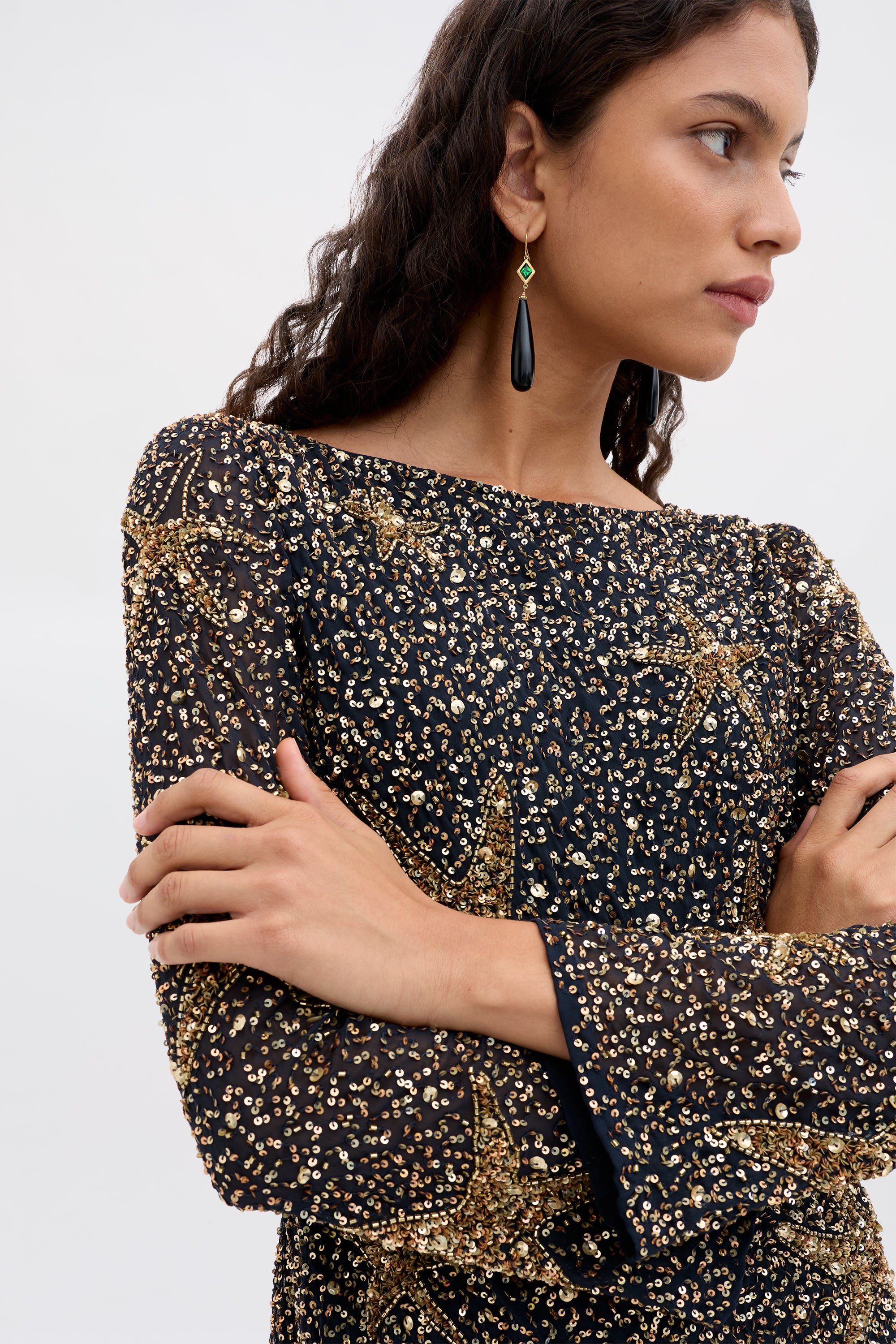 Ilse Embellished Mini Dress in Starfish Embellishment Navy | RIXO ⋆