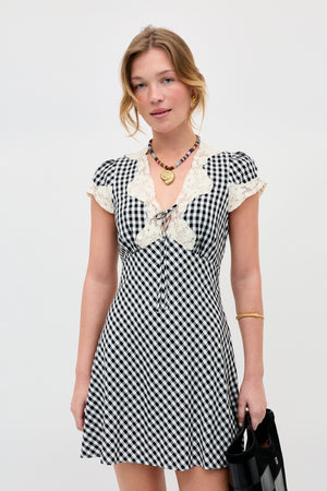 Lacie Mini Dress in Beth Check Black | RIXO Worldwide ⋆