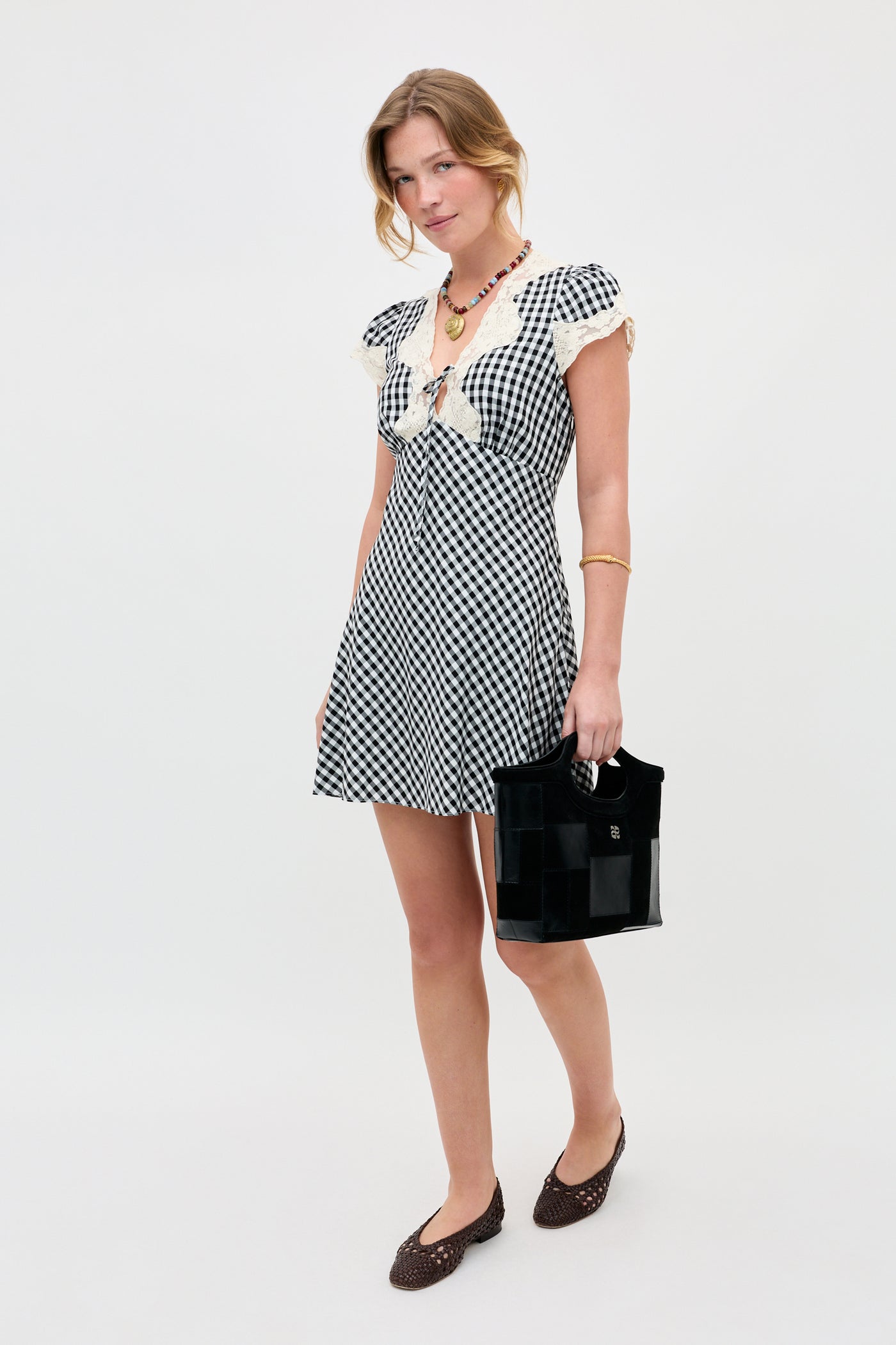 Lacie Mini Dress in Beth Check Black | RIXO Worldwide ⋆