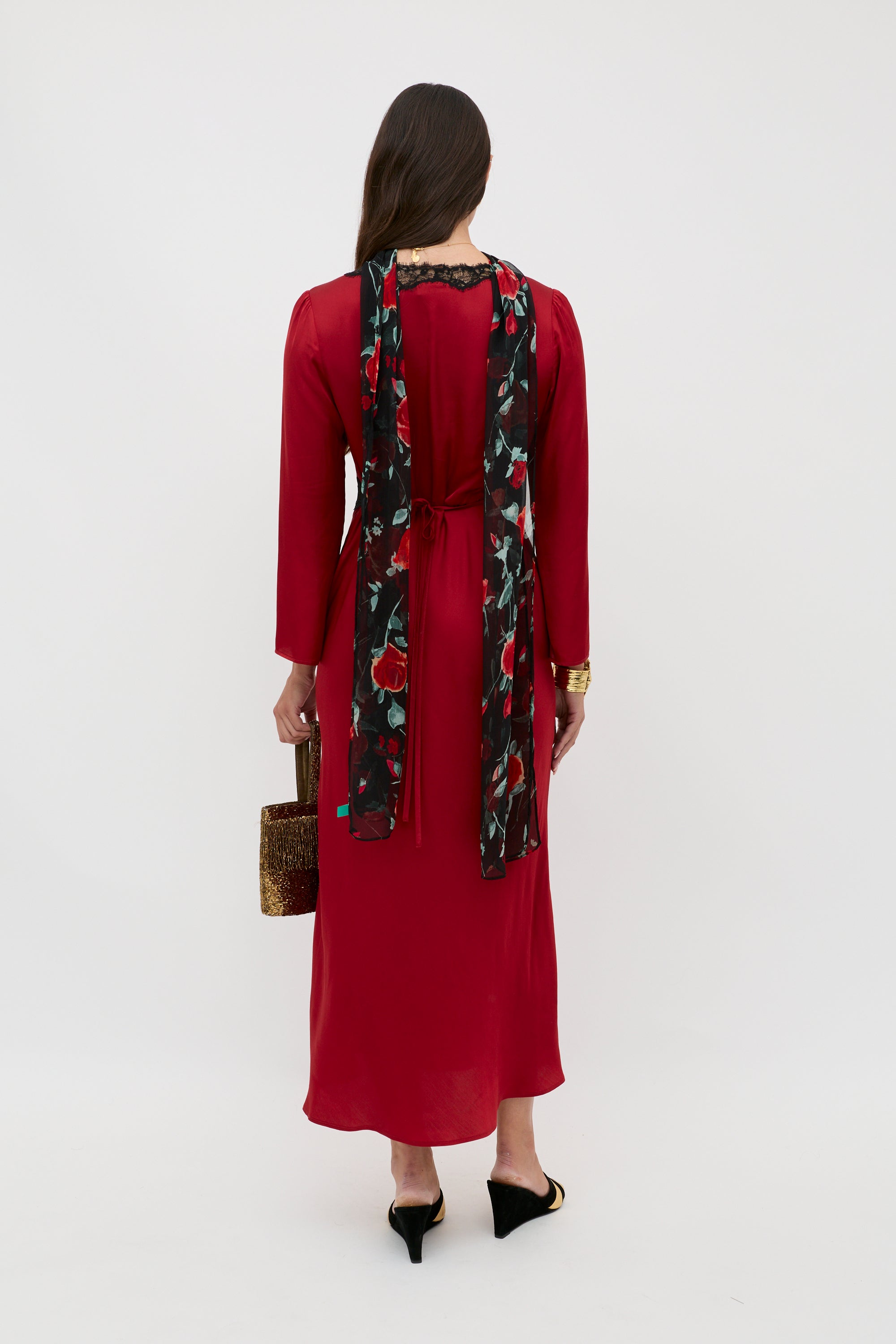 Debra Midi Dress in Burgundy