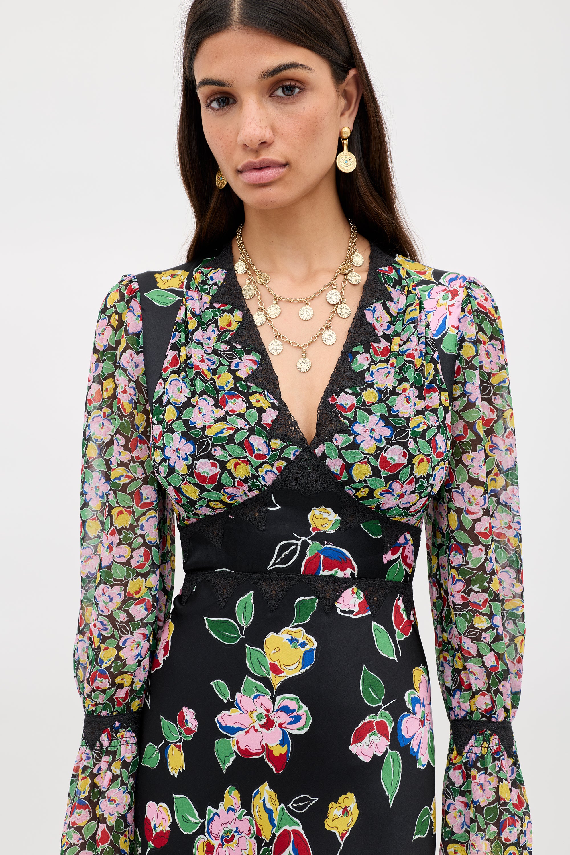 Arlena Silk-Satin Dress in Kimmie Mix Black | RIXO USA ⋆
