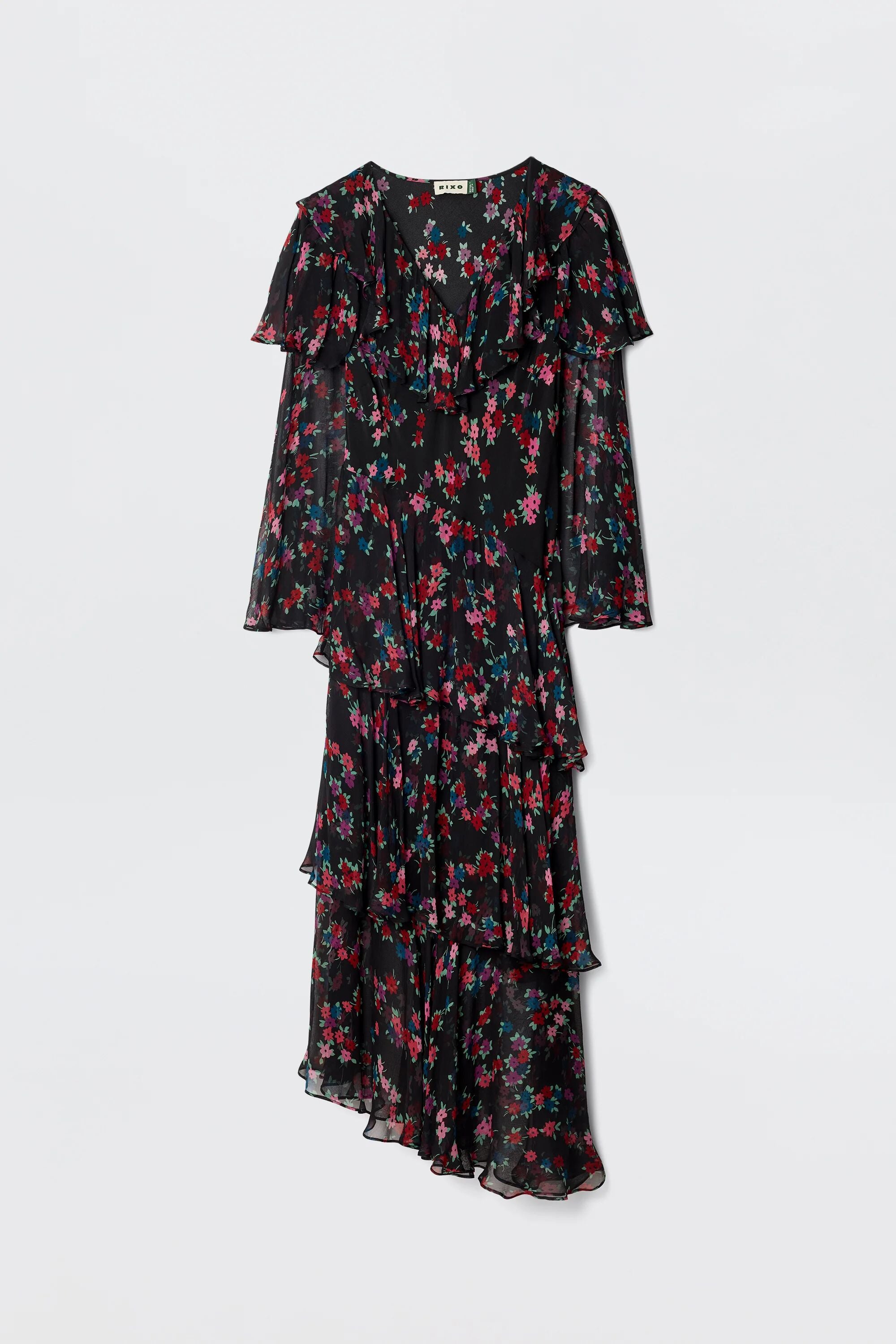 Loralyn Silk Dress in City Floral Black | RIXO ⋆