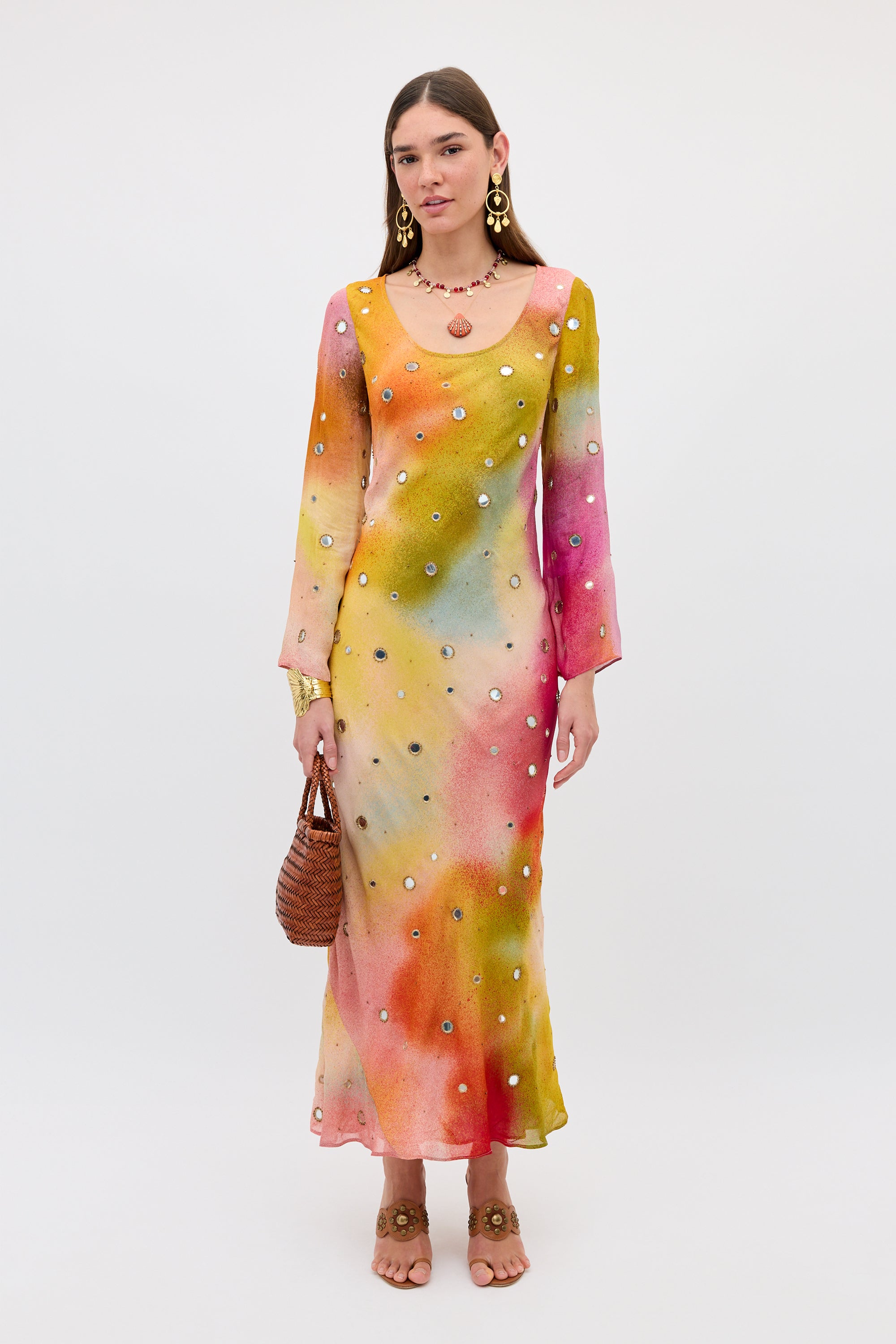 Noraya Embellished Georgette Dress in Jessica Alexandra Multi | RIXO ⋆