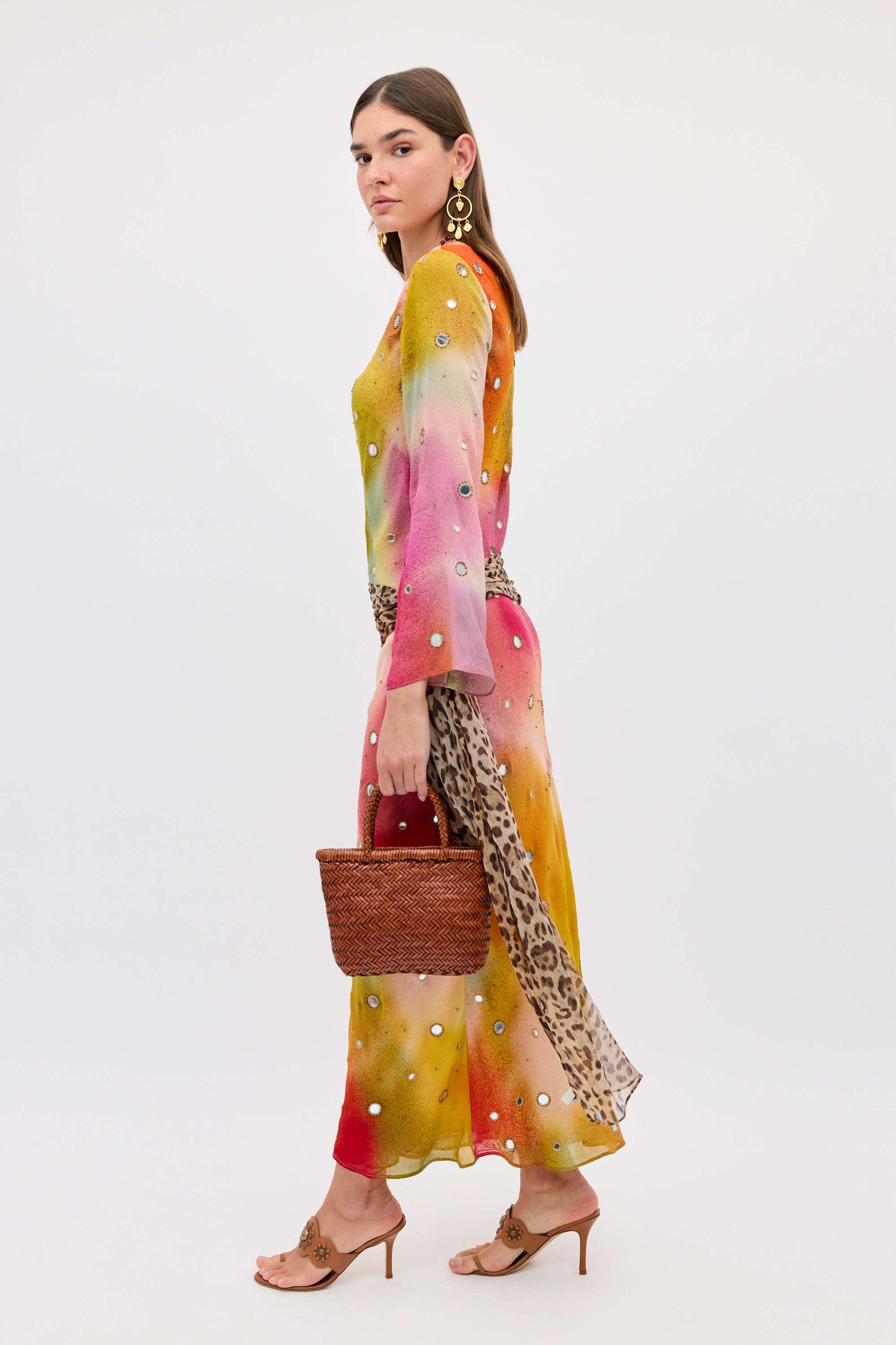Noraya Embellished Georgette Dress in Jessica Alexandra Multi | RIXO ⋆