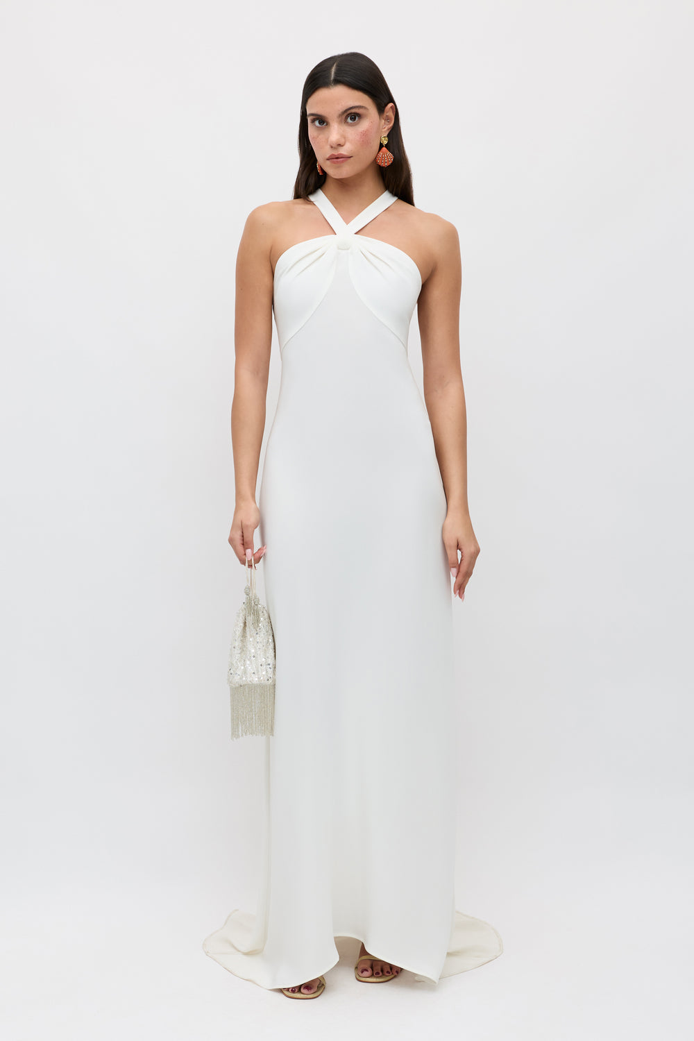 Giorgia Satin Back Crepe Gown in Ivory