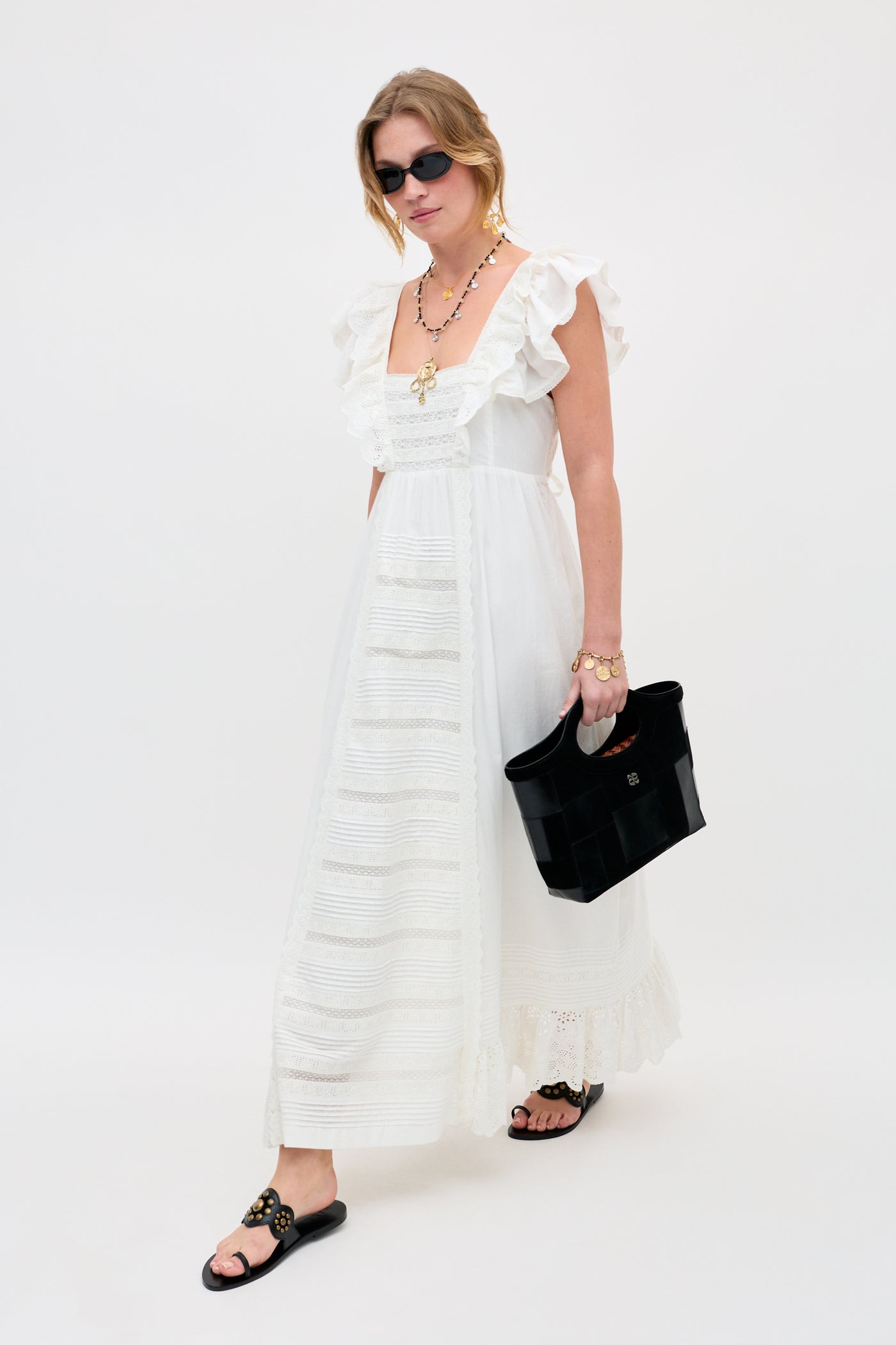 Delaney Cotton Midi Dress in White | RIXO Worldwide ⋆