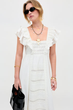 Delaney Cotton Midi Dress in White | RIXO Worldwide ⋆