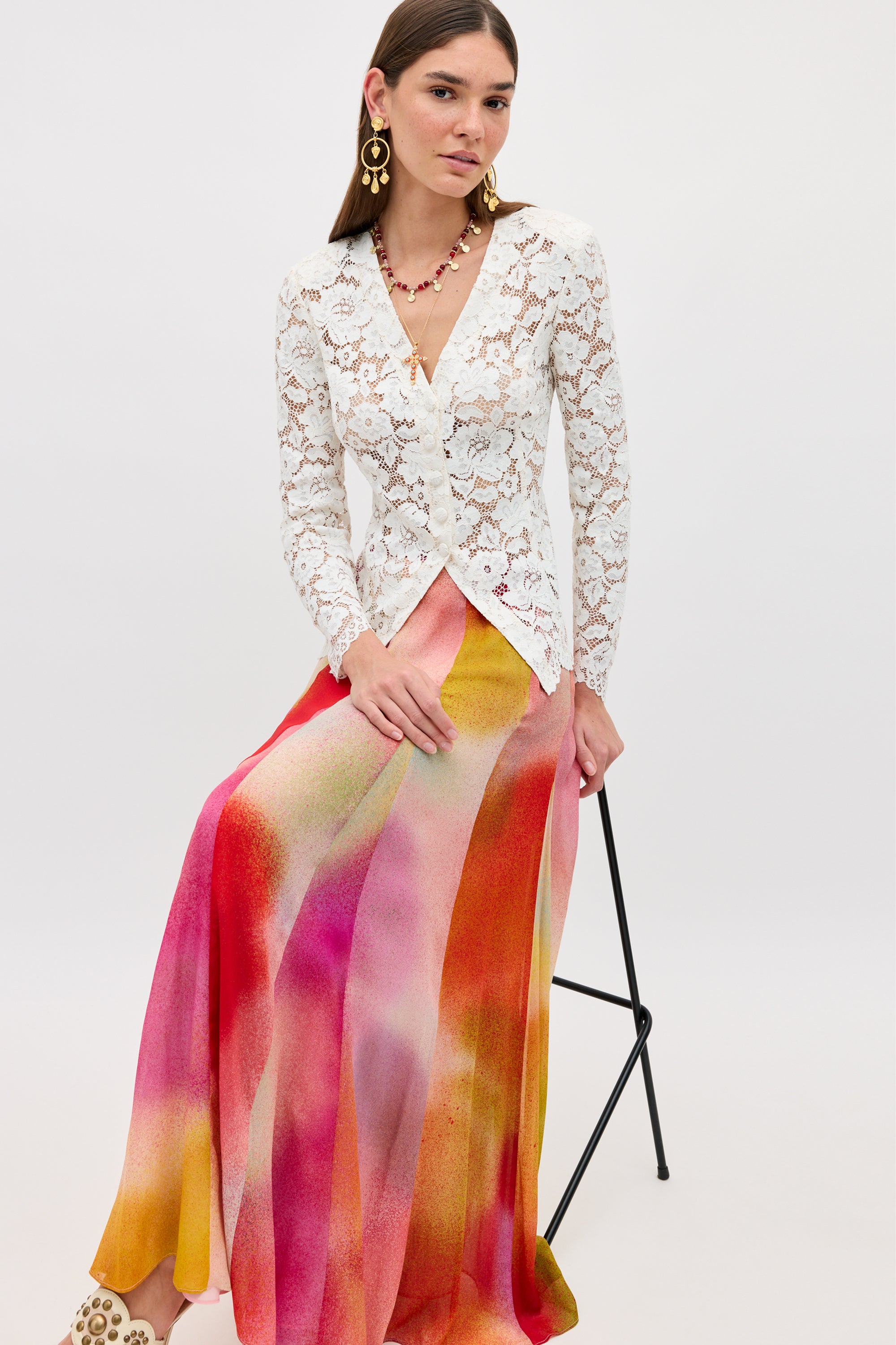 Billy Georgette Midi Skirt in Jessica Alexandra Multi | RIXO ⋆