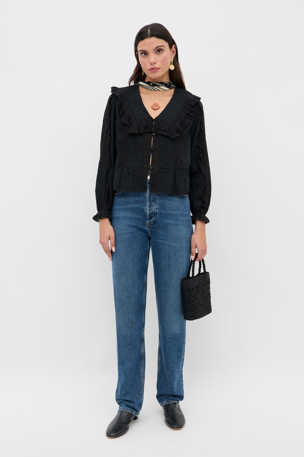 Maribelle Cotton Blouse in Black | RIXO ⋆