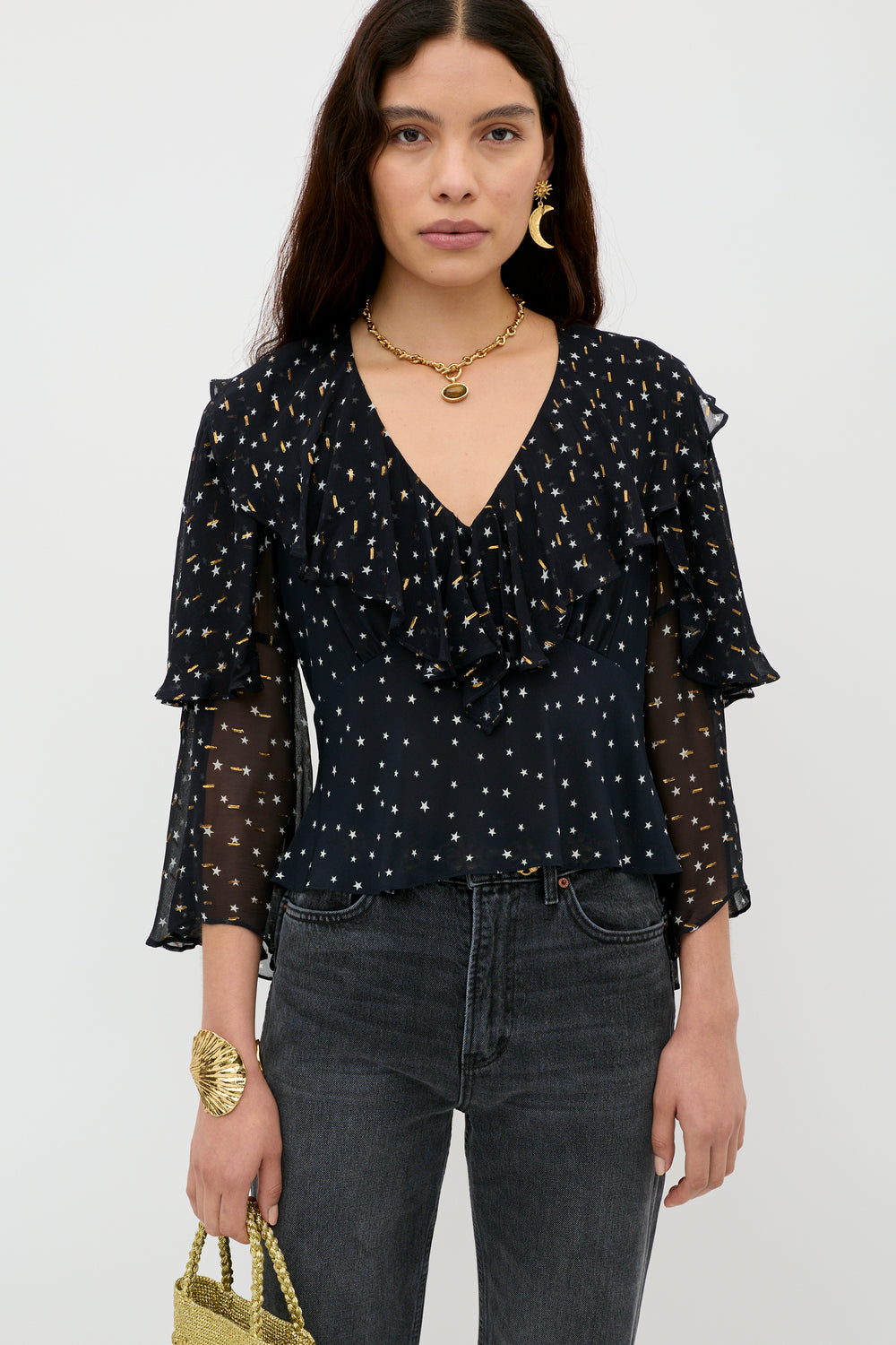 Ramira Silk Top in Starry Night Navy | RIXO ⋆
