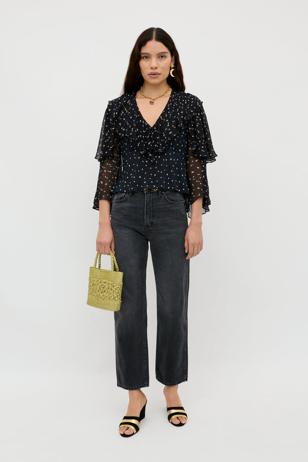Ramira Silk Top in Starry Night Navy | RIXO ⋆
