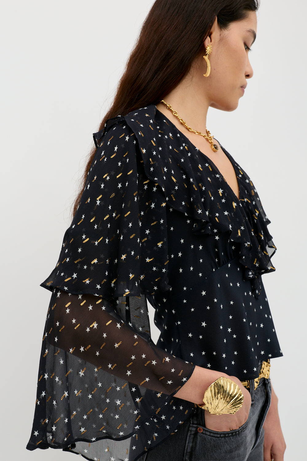 Ramira Silk Top in Starry Night Navy | RIXO ⋆