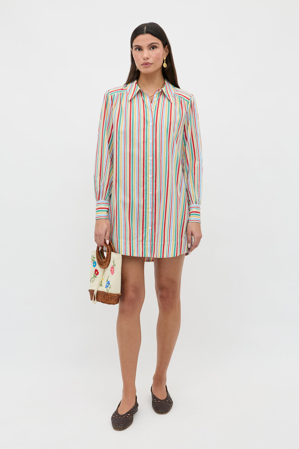Ashlynn Cotton Shirt in Multi Maxime Stripe Ivory | RIXO ⋆