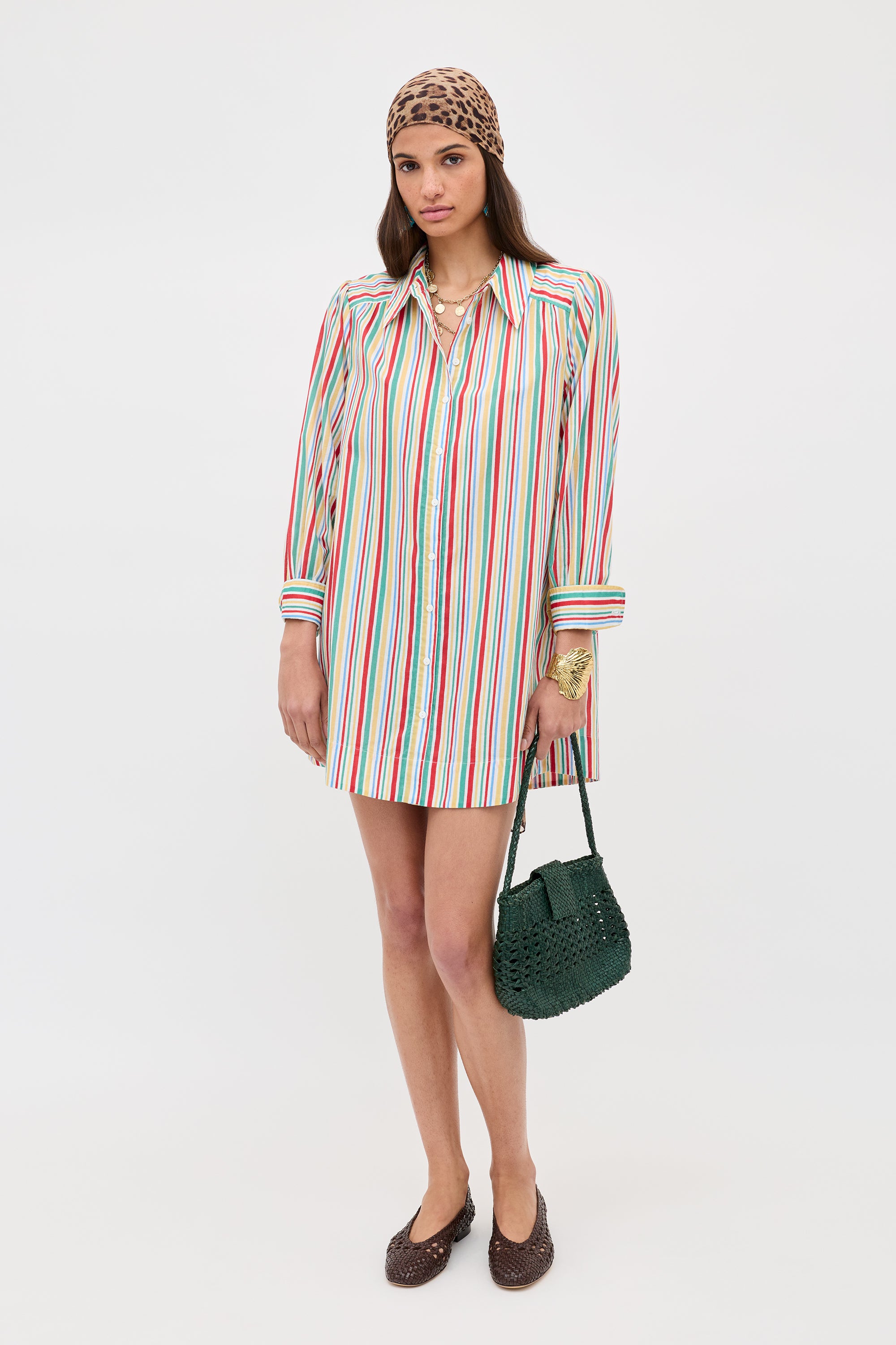 Ashlynn Cotton Shirt in Multi Maxime Stripe Ivory | RIXO ⋆