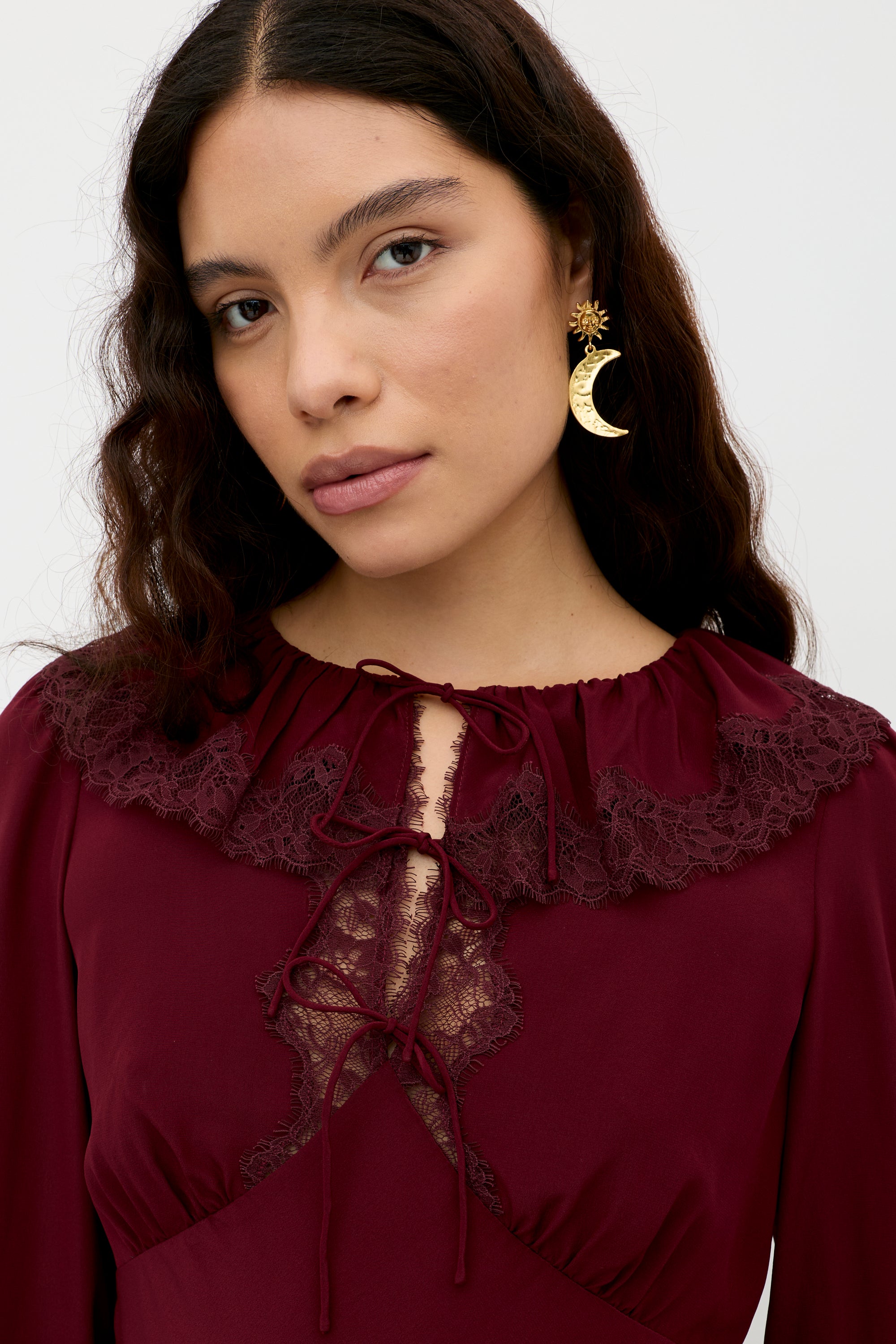 Aimme Silk Blouse in Burgundy Maroon | RIXO ⋆