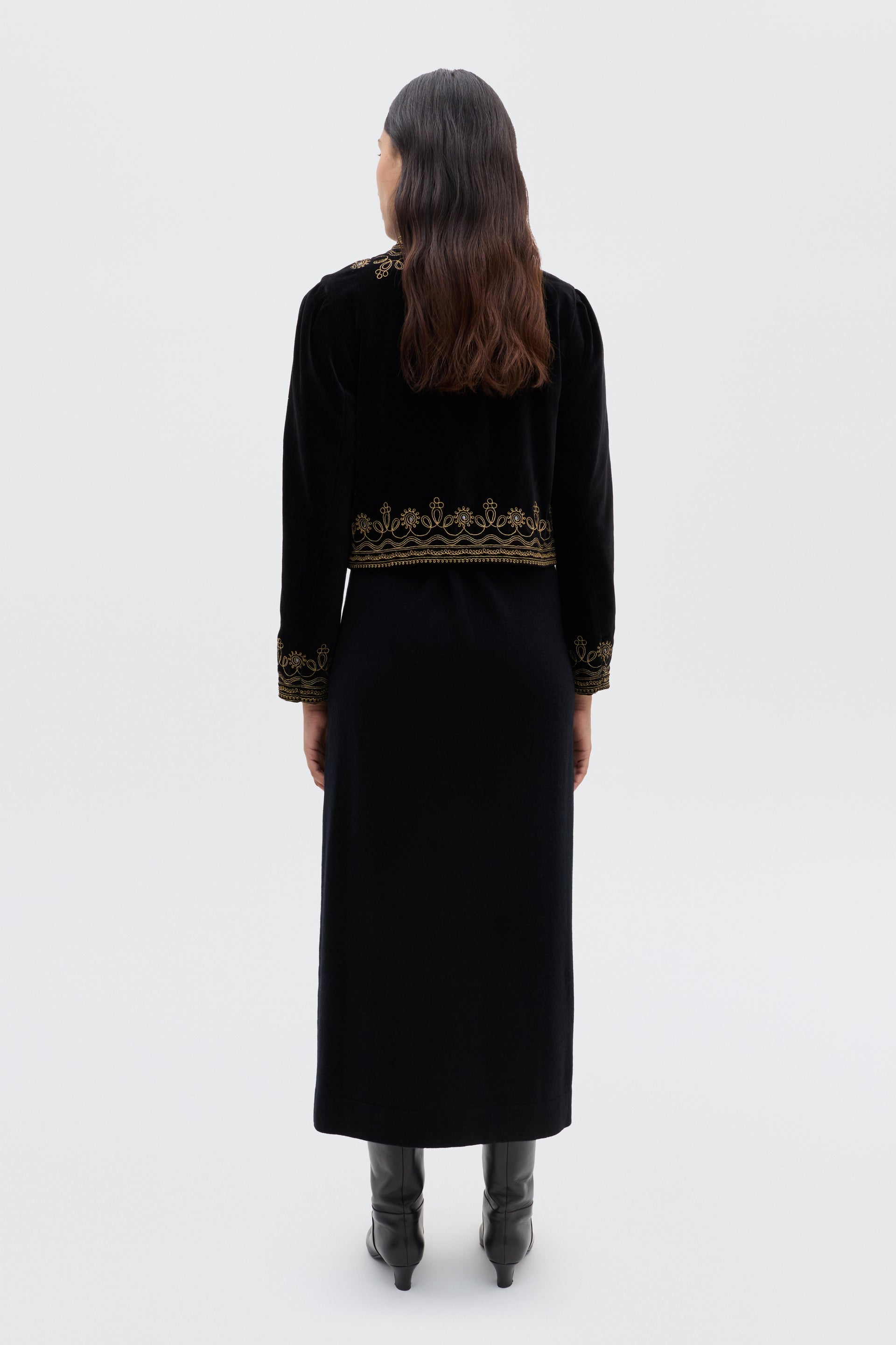 Denver Velvet Jacket in Black Soutache Embroidery