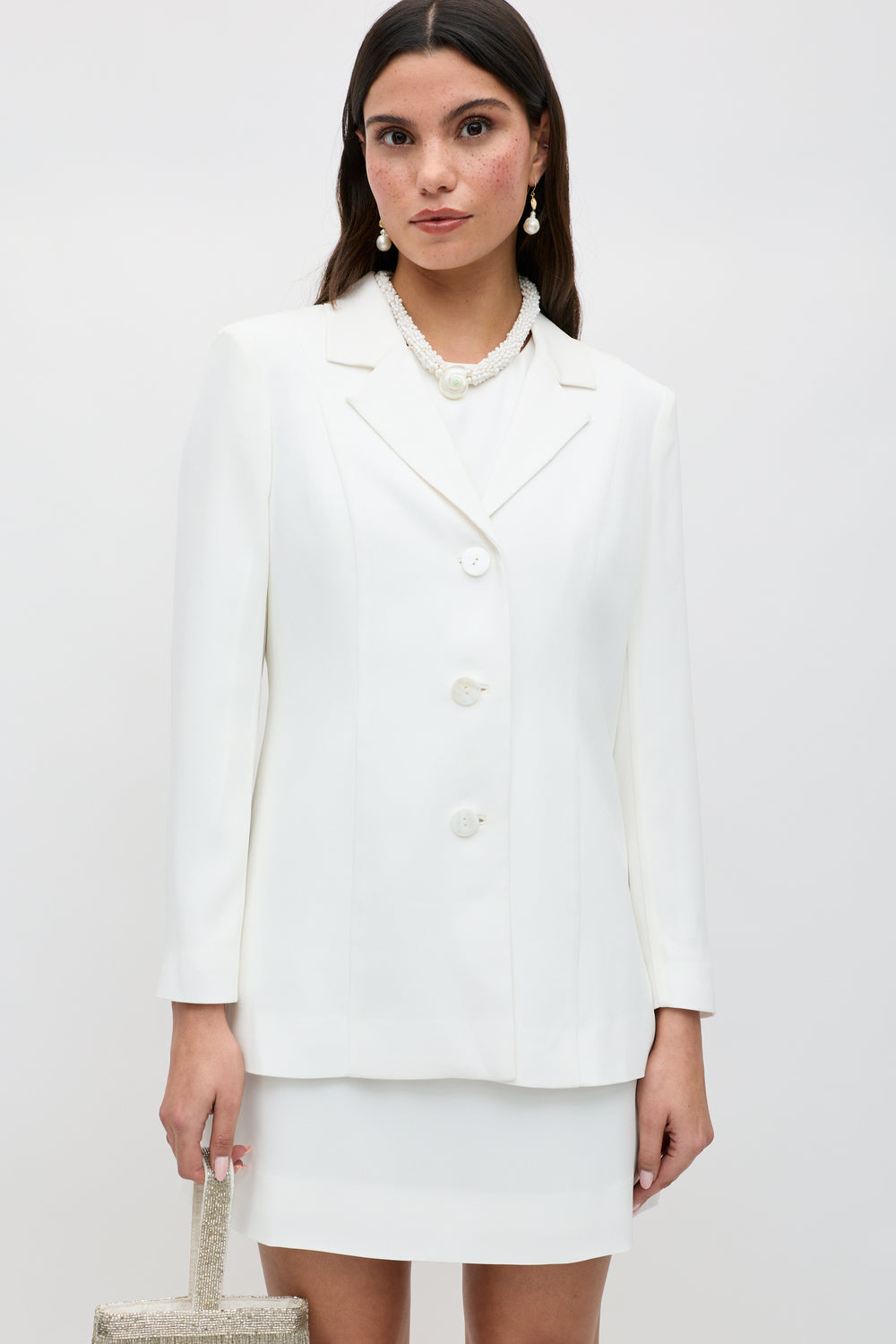 Marselle Satin Back Crepe Jacket in Ivory
