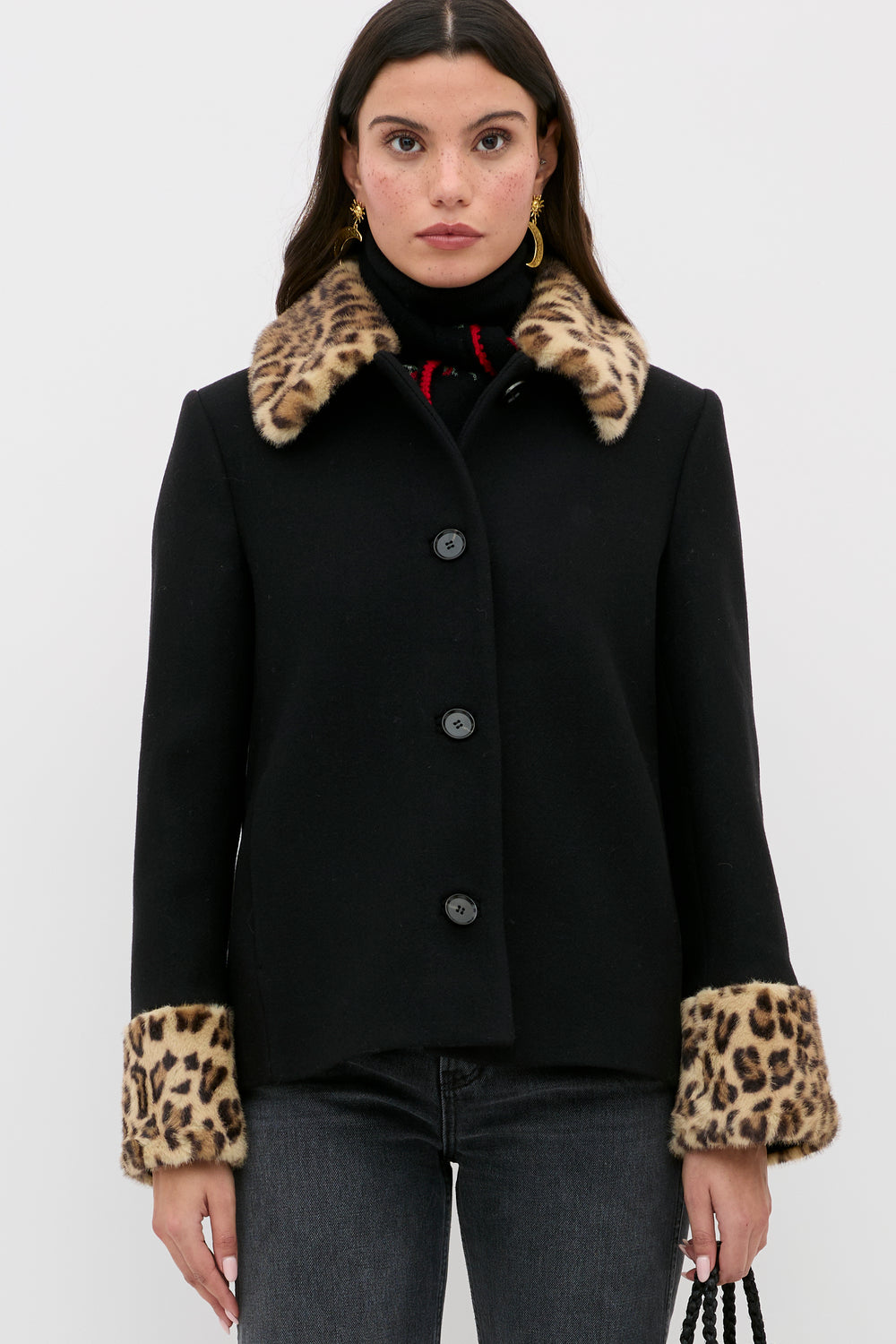 Aldith Wool Jacket in Marla Leopard Black | RIXO ⋆