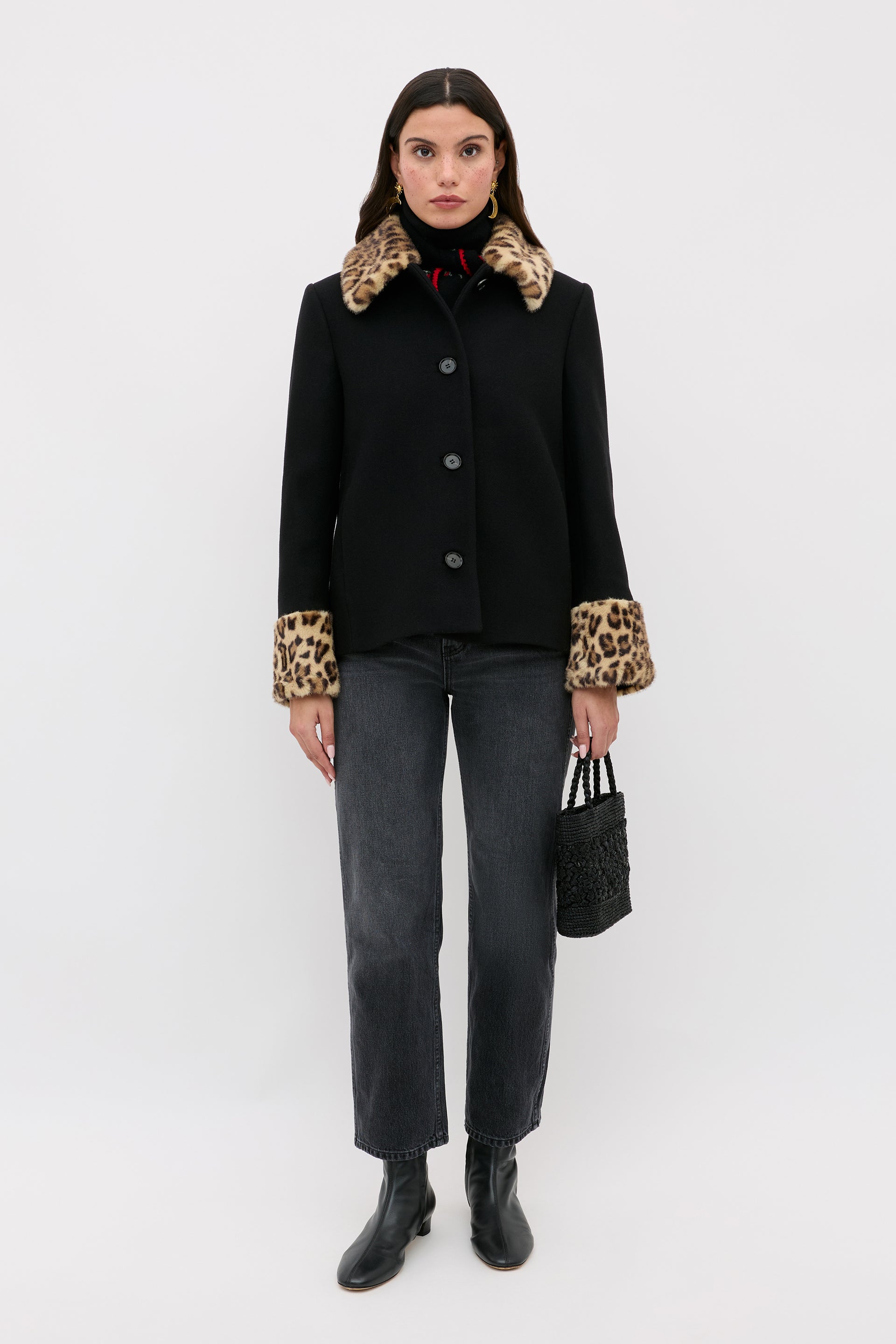 Aldith Wool Jacket in Marla Leopard Black | RIXO ⋆