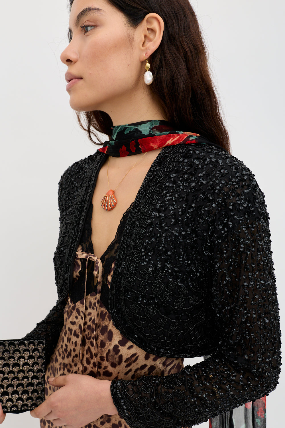 Cliona Embellished Jacket in Deco Embellishment Black | RIXO ⋆
