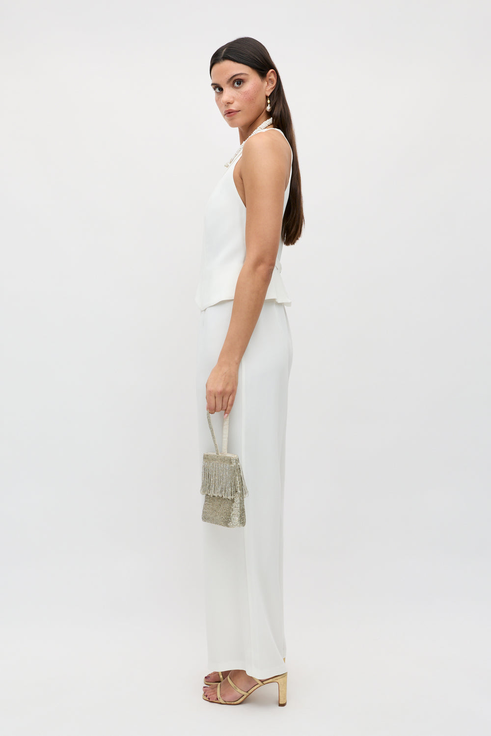 Sienna Satin Back Crepe Jumpsuit in Ivory