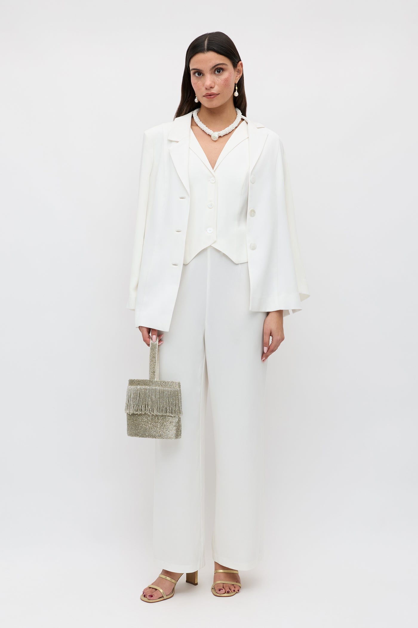 Sienna Satin Back Crepe Jumpsuit in Ivory