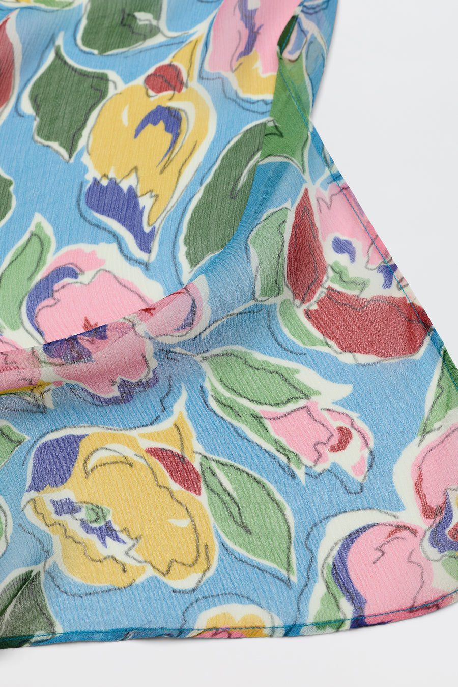 Julien Georgette Scarf in Blue Jeannie Bloom Sky