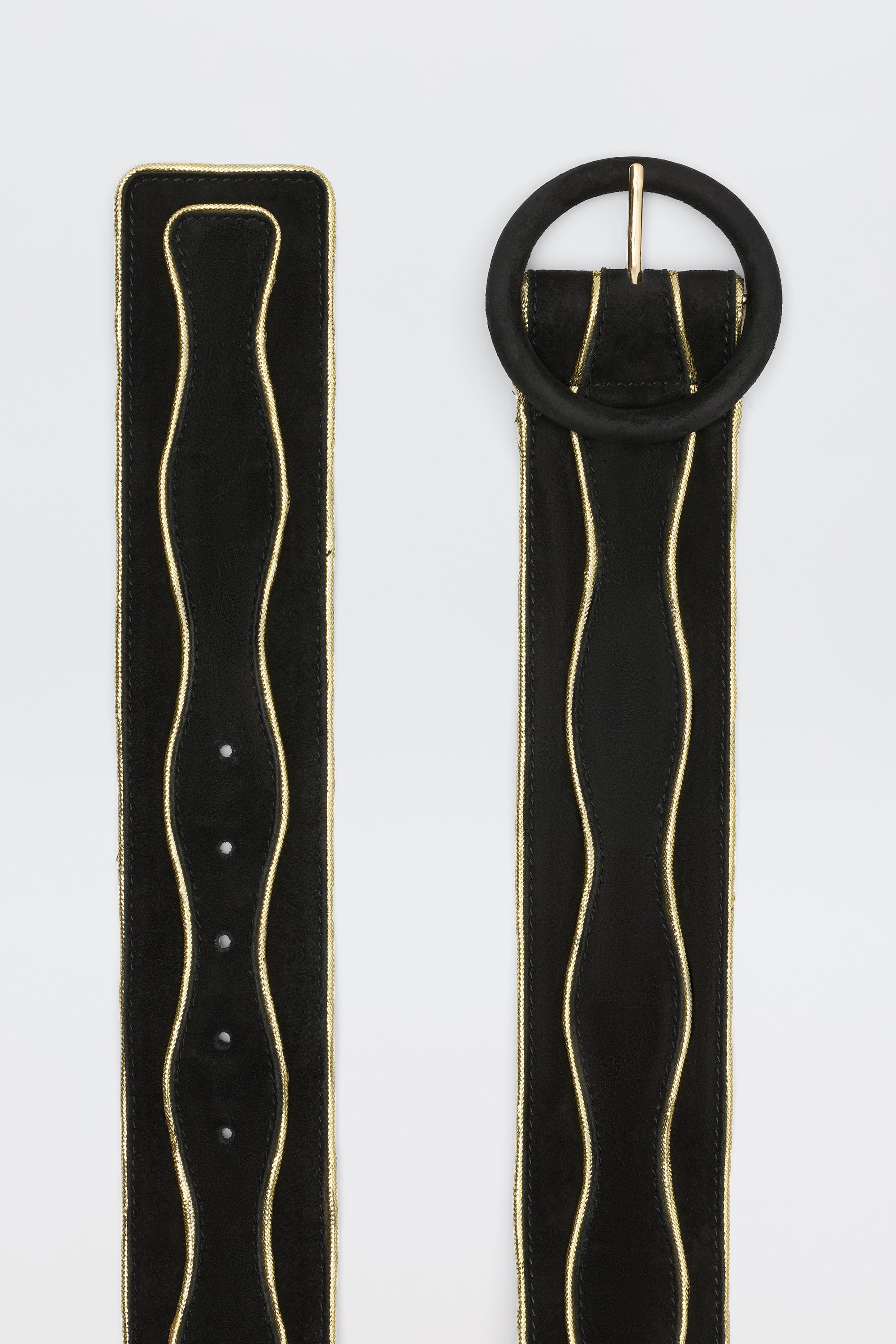 Catalina Suede Belt in Black and Gold | RIXO ⋆