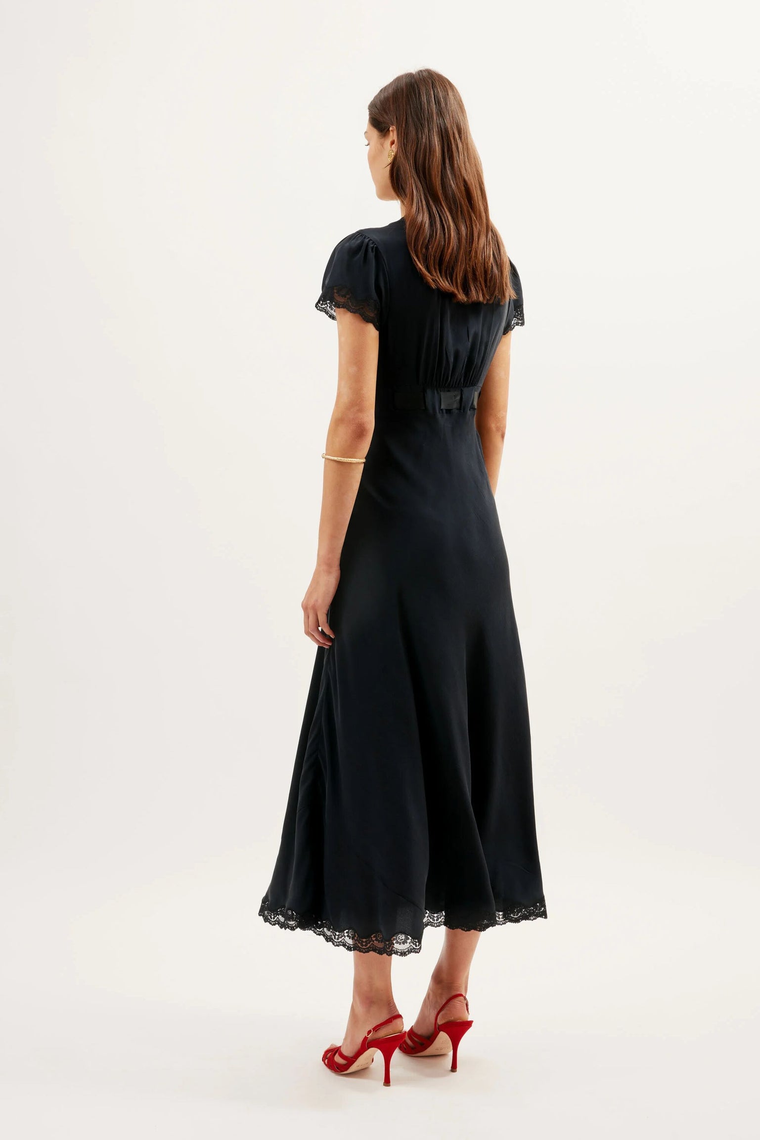 Marlice Silk Midi Dress in Black