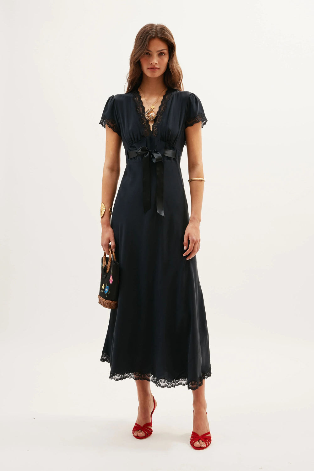 Marlice Silk Midi Dress in Black