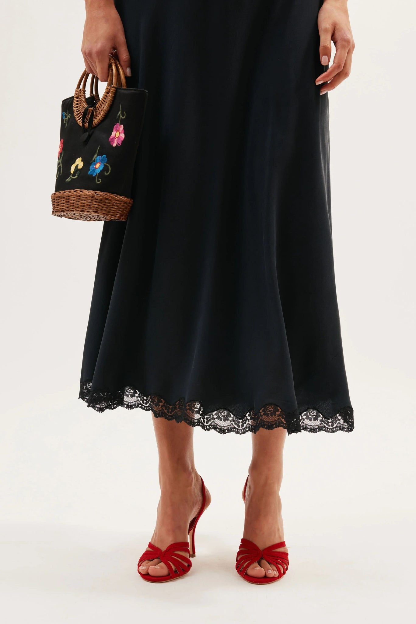 Marlice Silk Midi Dress in Black