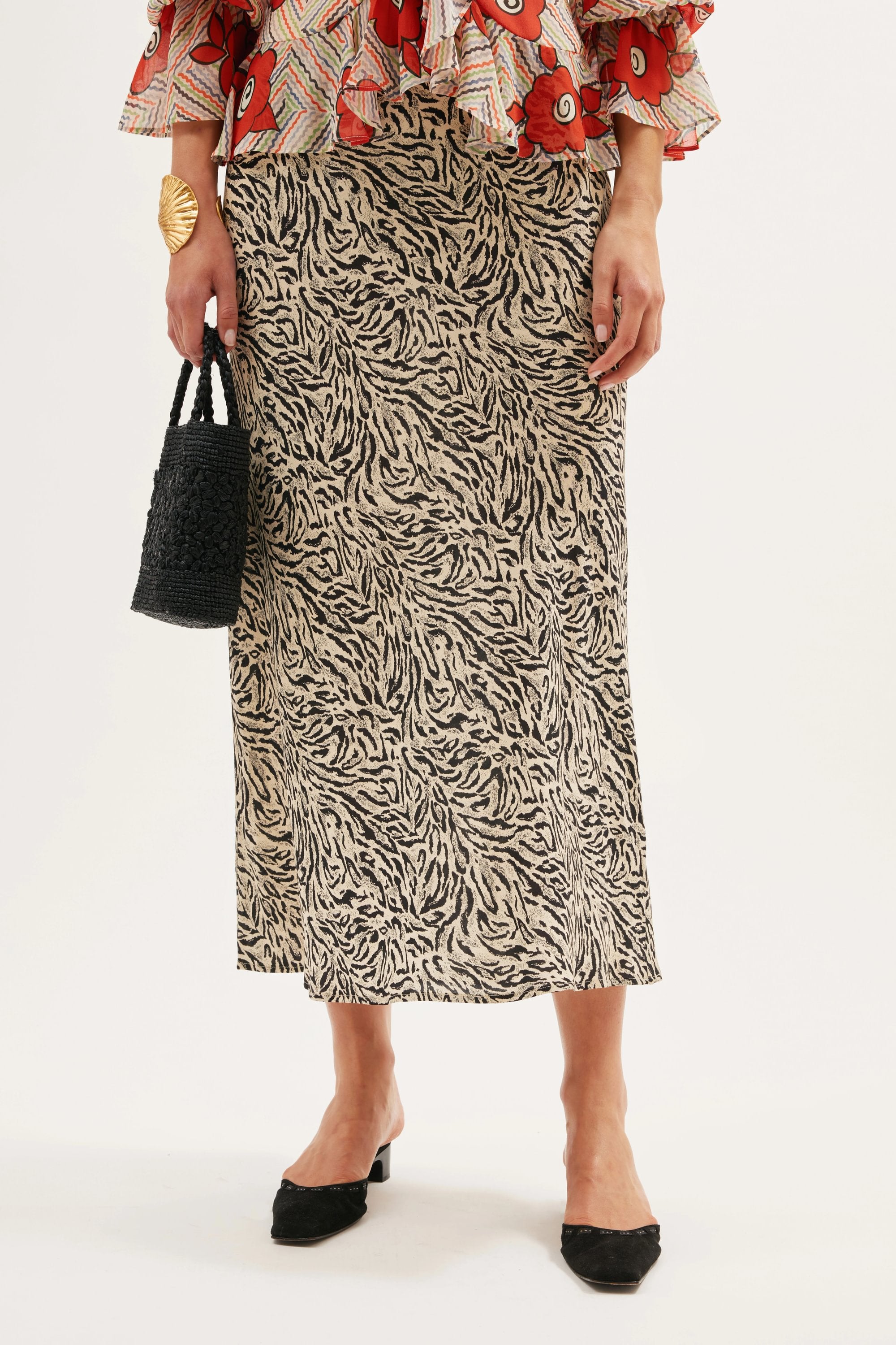 Ardith Midi Skirt in Brown Sun Leo Tan