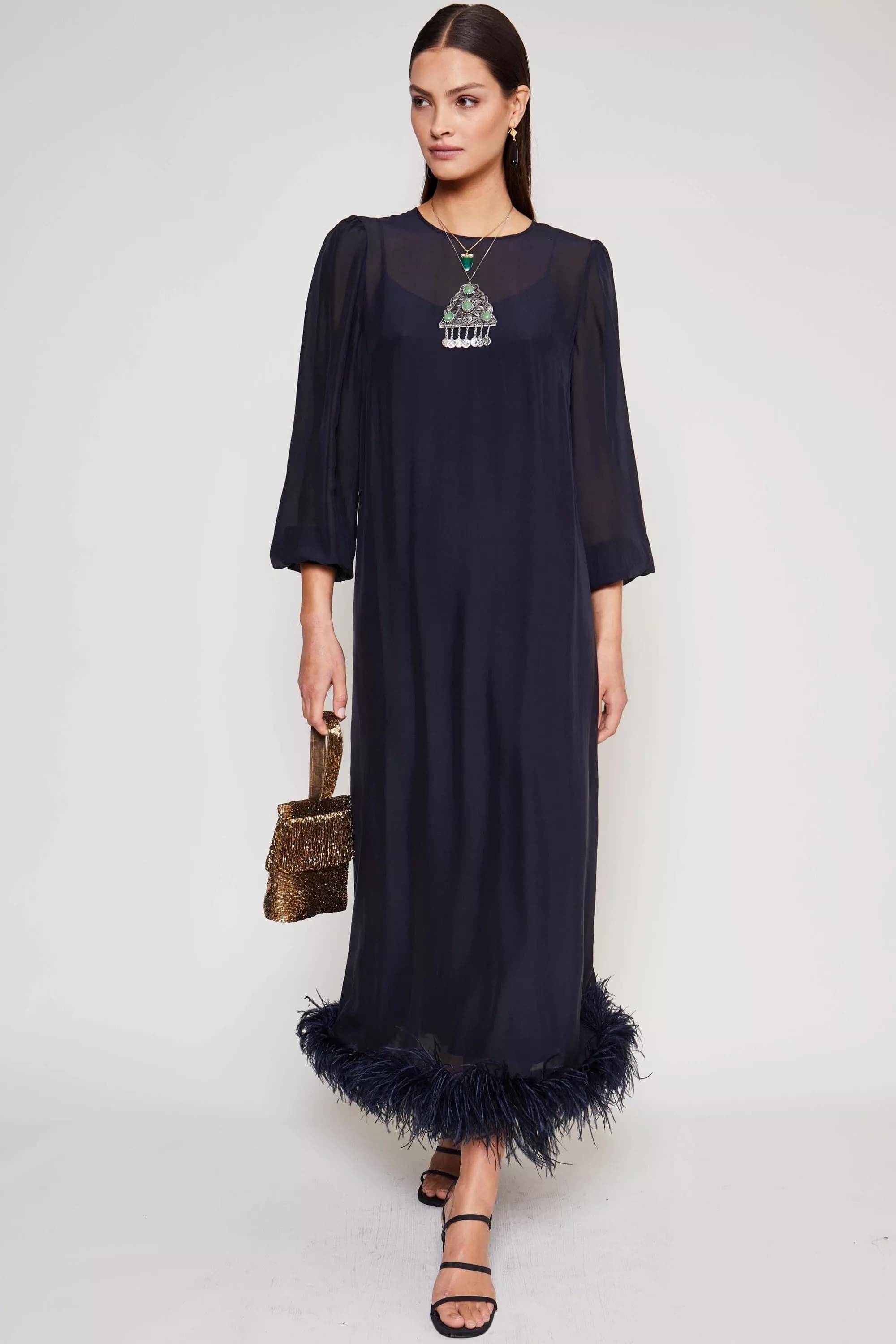 ellodie - deep navy feather – RIXO ⋆