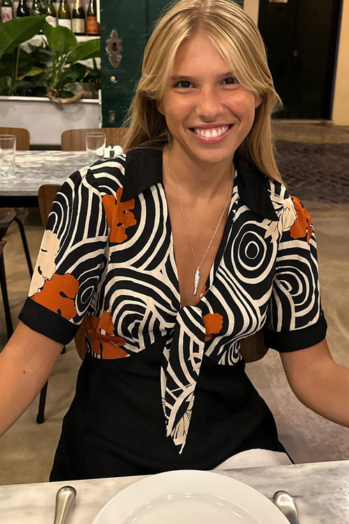 Anais Midi Dress in Swirl Daisy Black