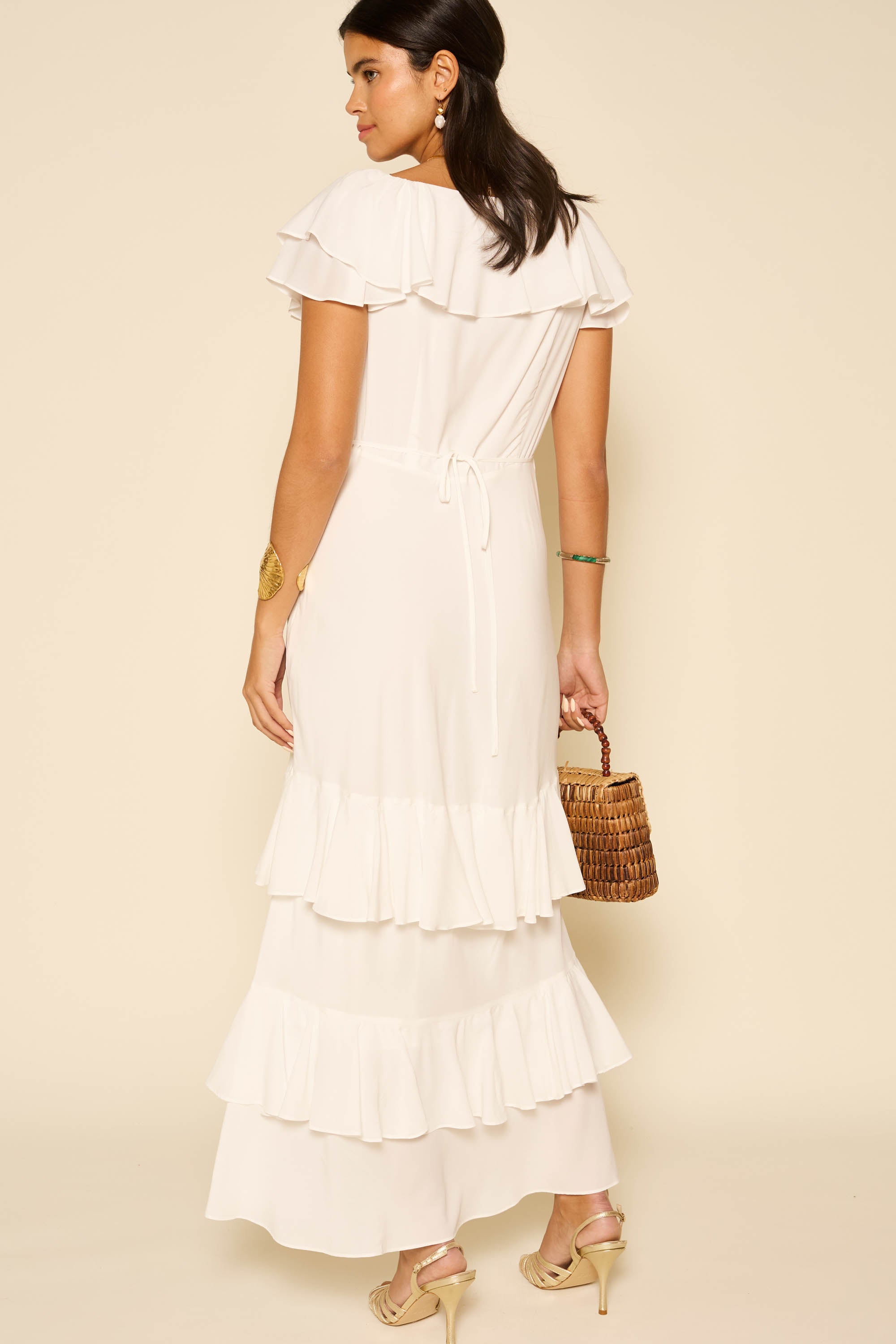 Benoite Silk-Blend Maxi Dress in Ivory