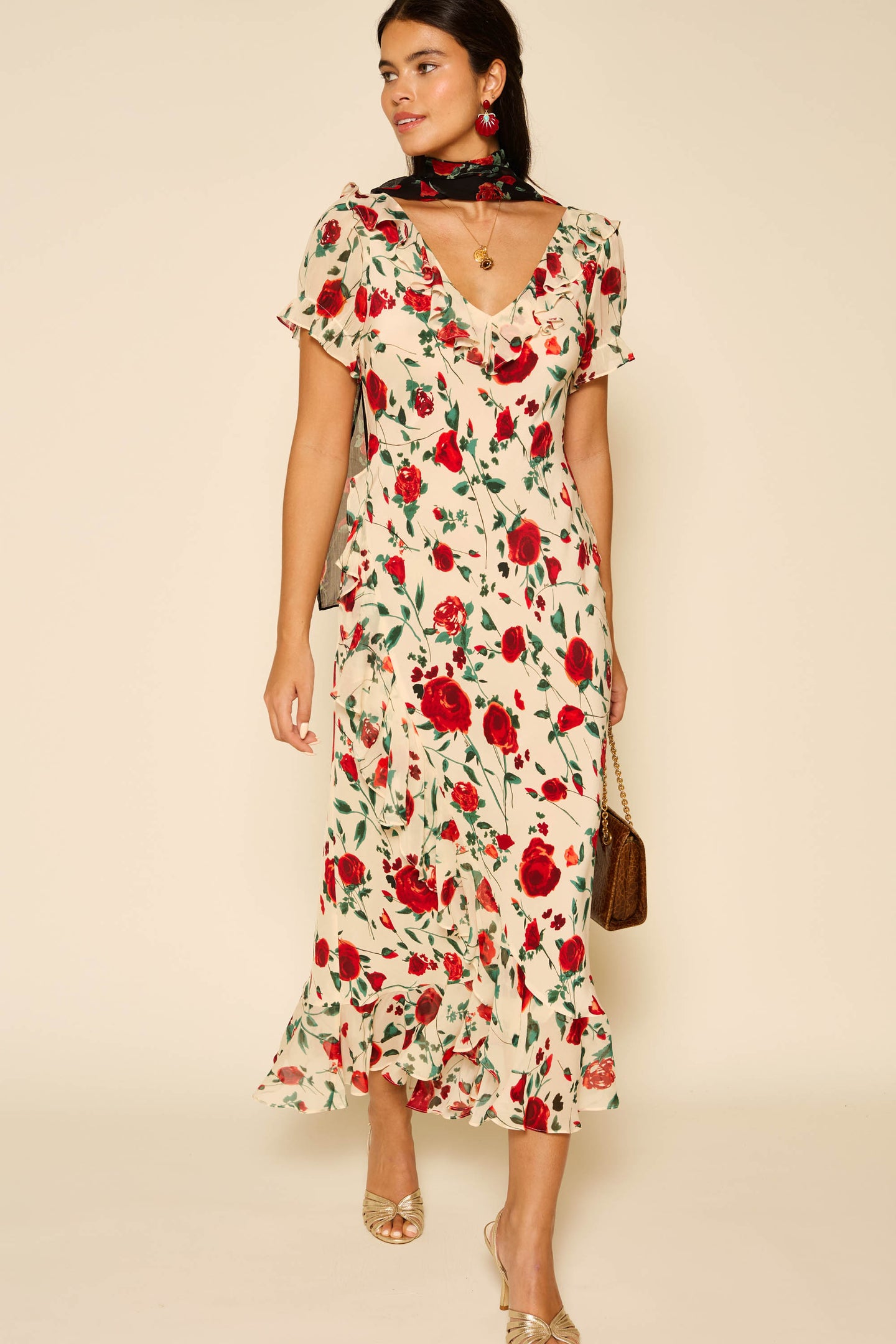 Clementina Silk Dress in Claudia Rose Cream