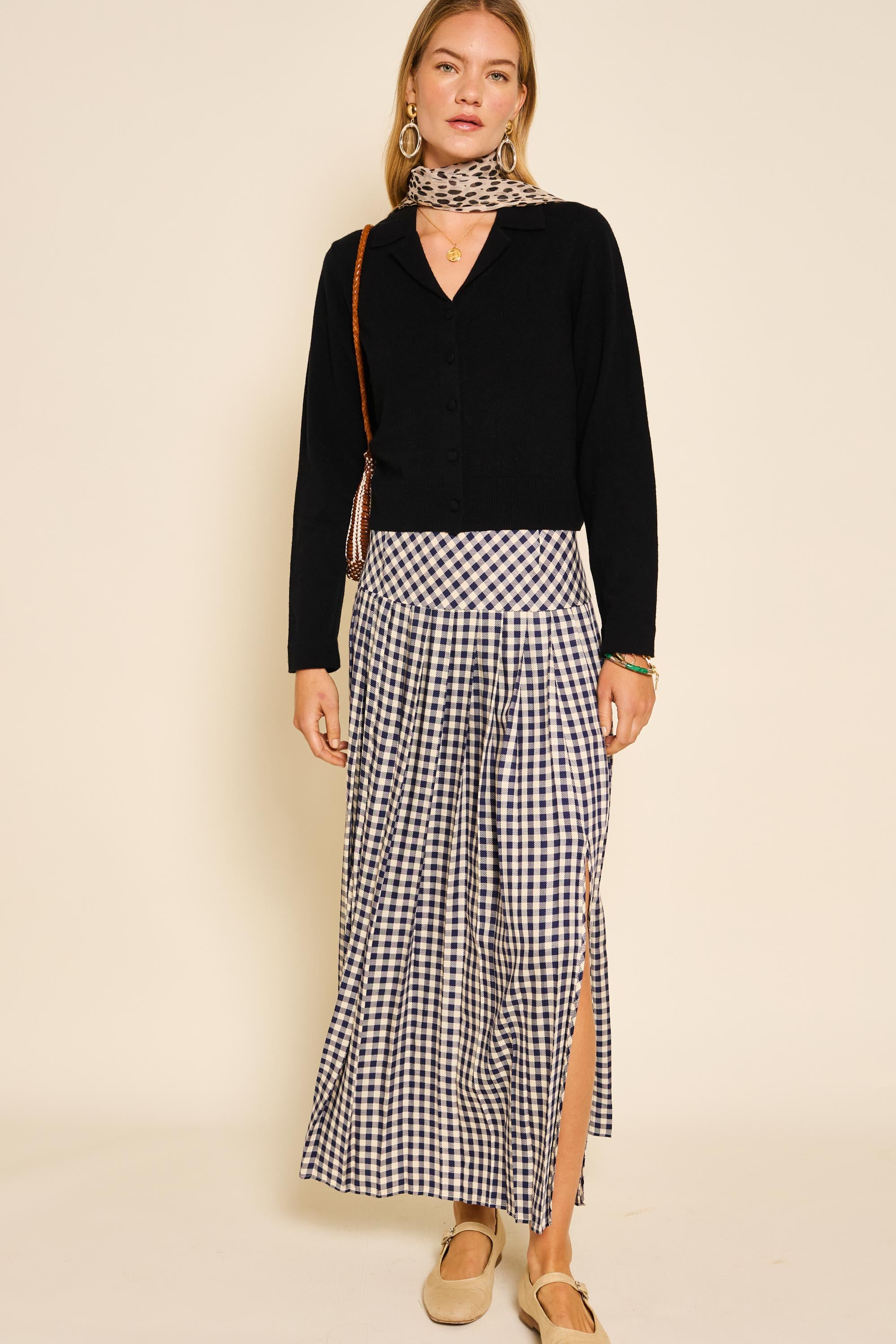 Tina - French Check Navy – RIXO ⋆